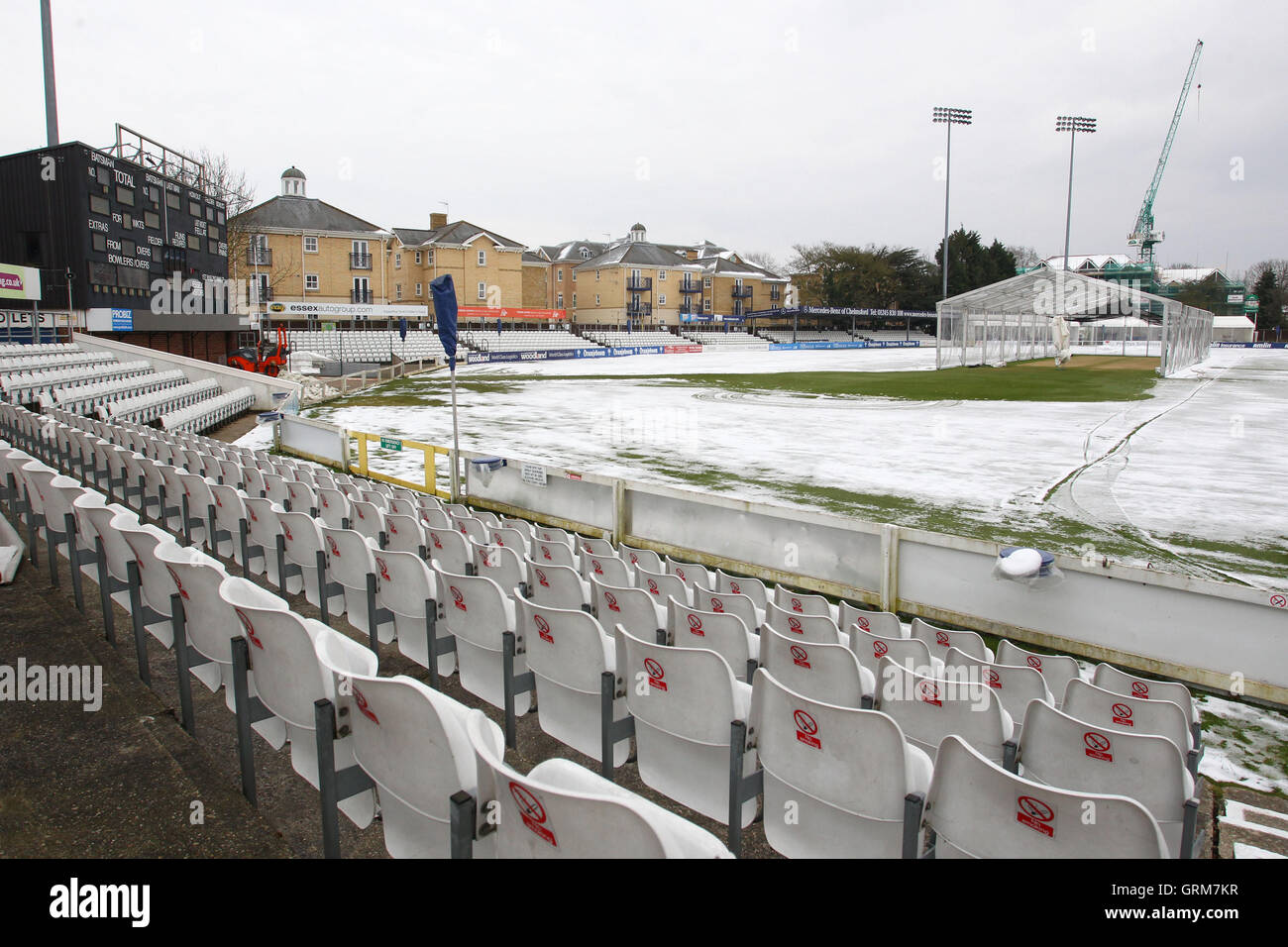 Snow at the essex county cricket ground in chelmsford hi-res stock ...