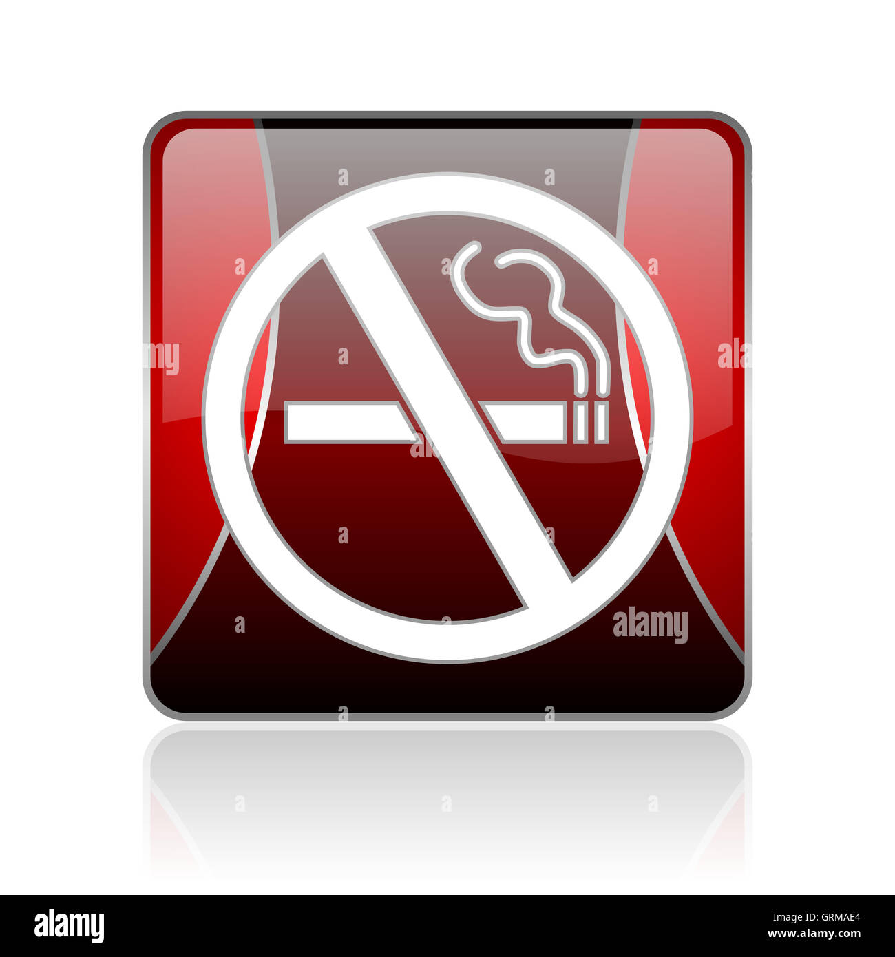 no smoking red square web glossy icon Stock Photo - Alamy