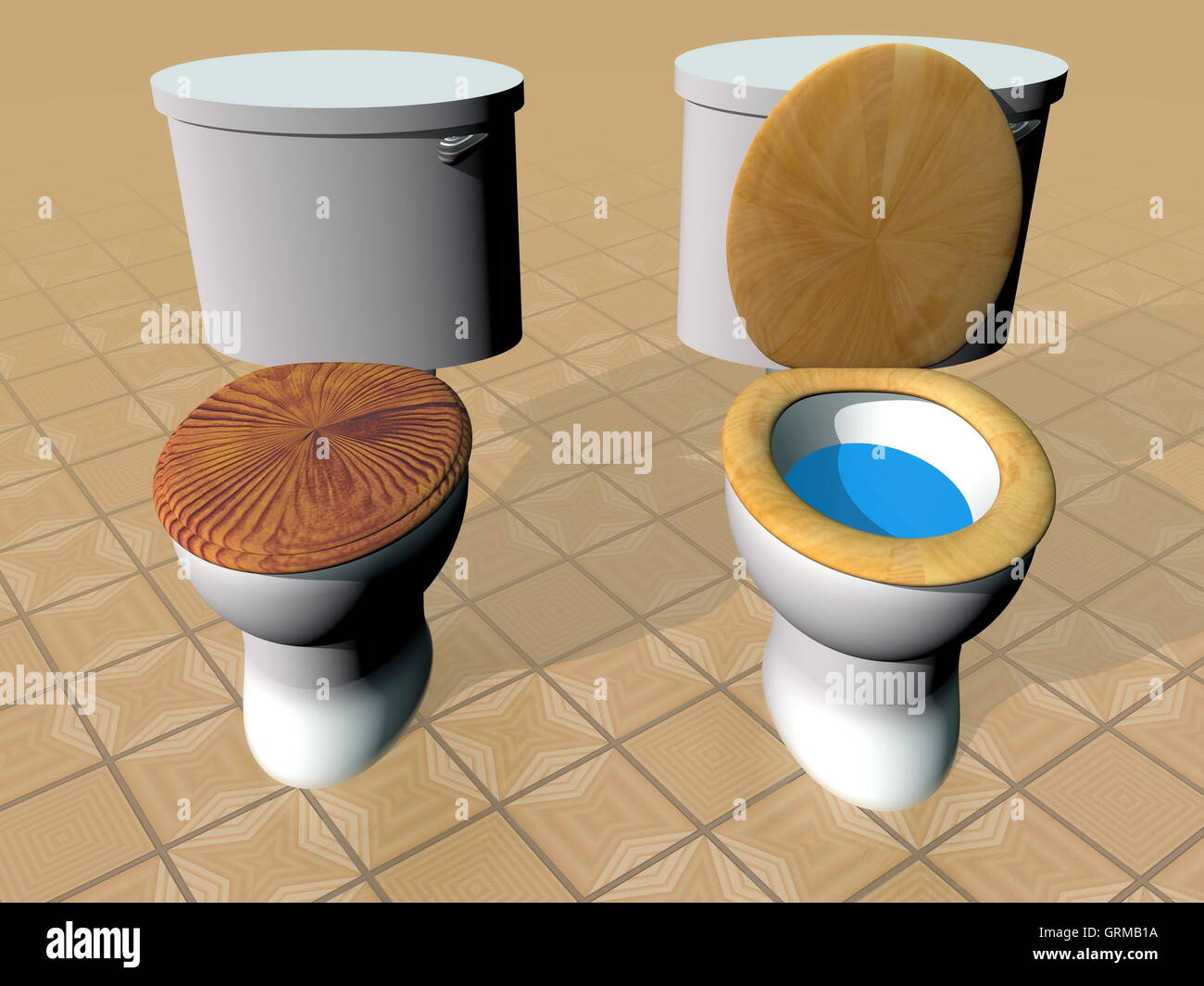 Toilets - 3D render Stock Photo - Alamy