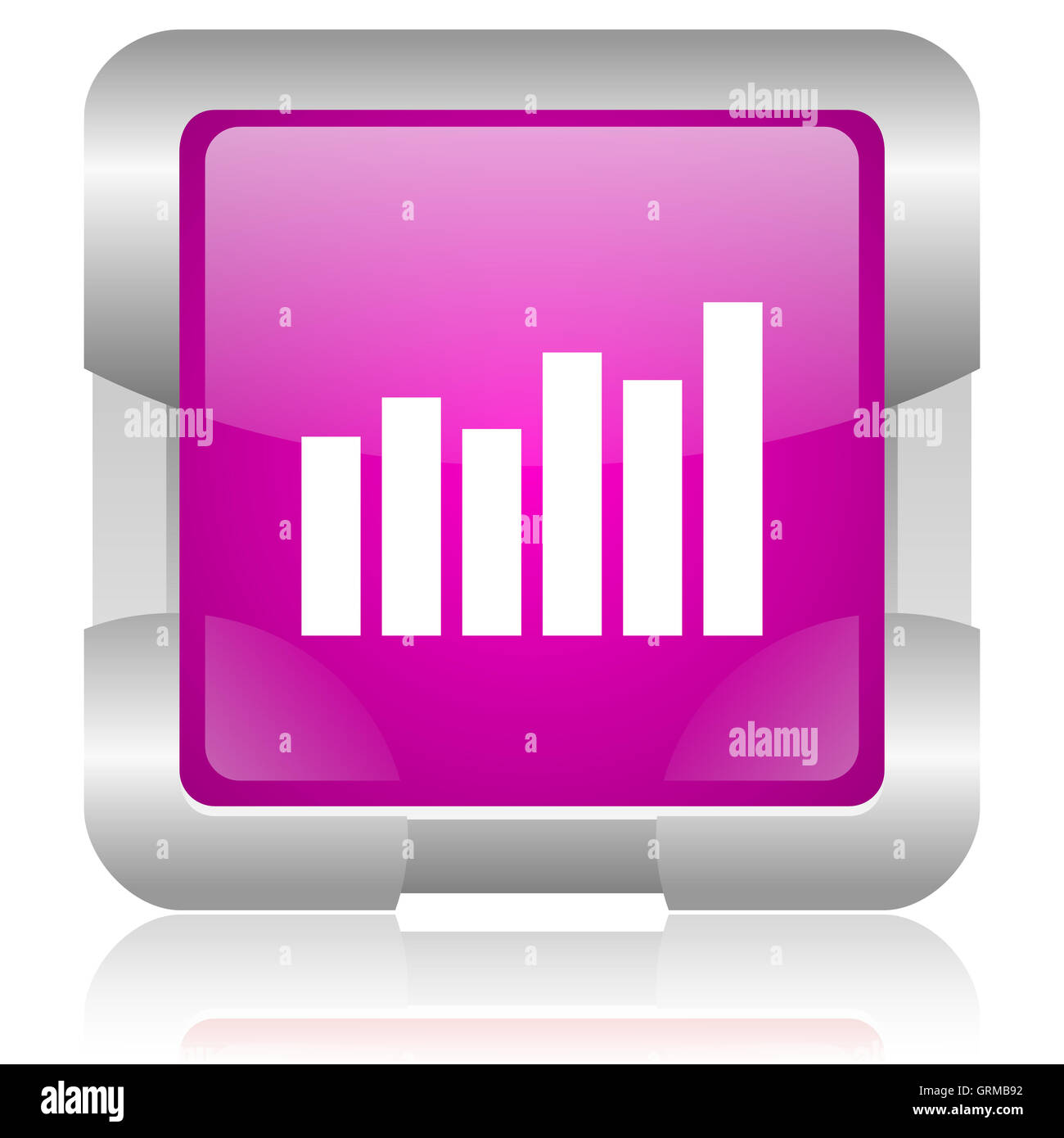 bar graph pink square web glossy icon Stock Photo - Alamy