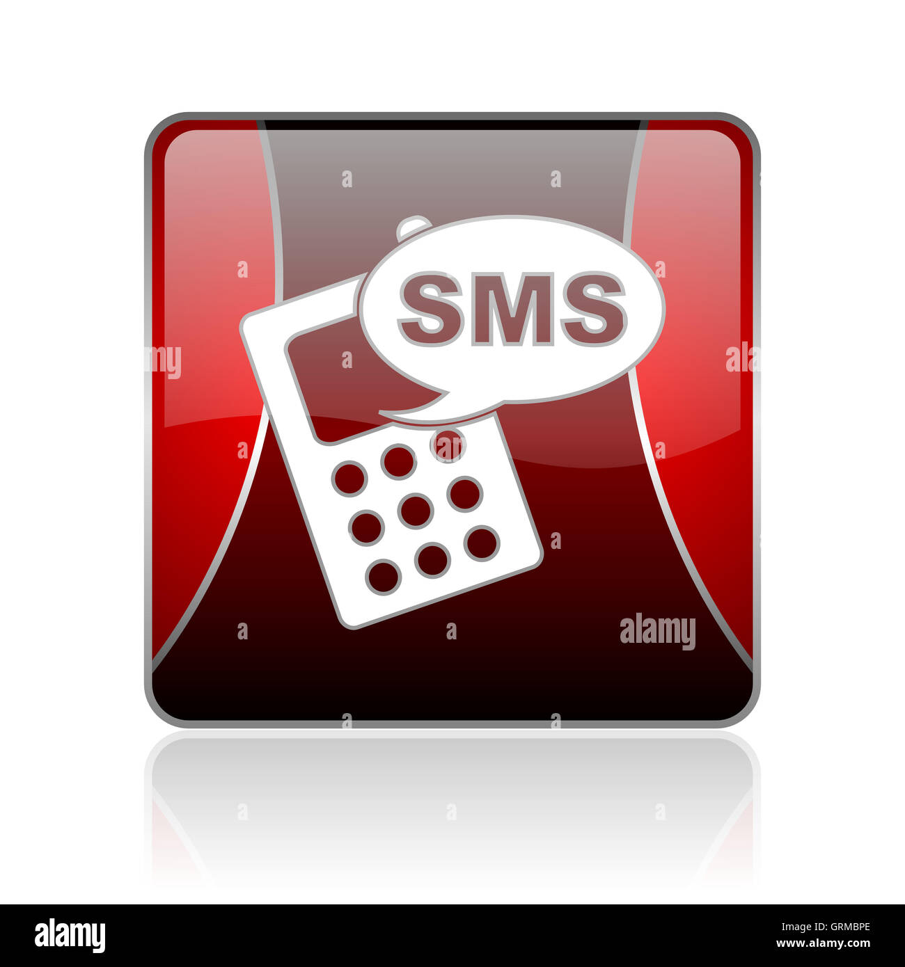 sms red square web glossy icon Stock Photo - Alamy