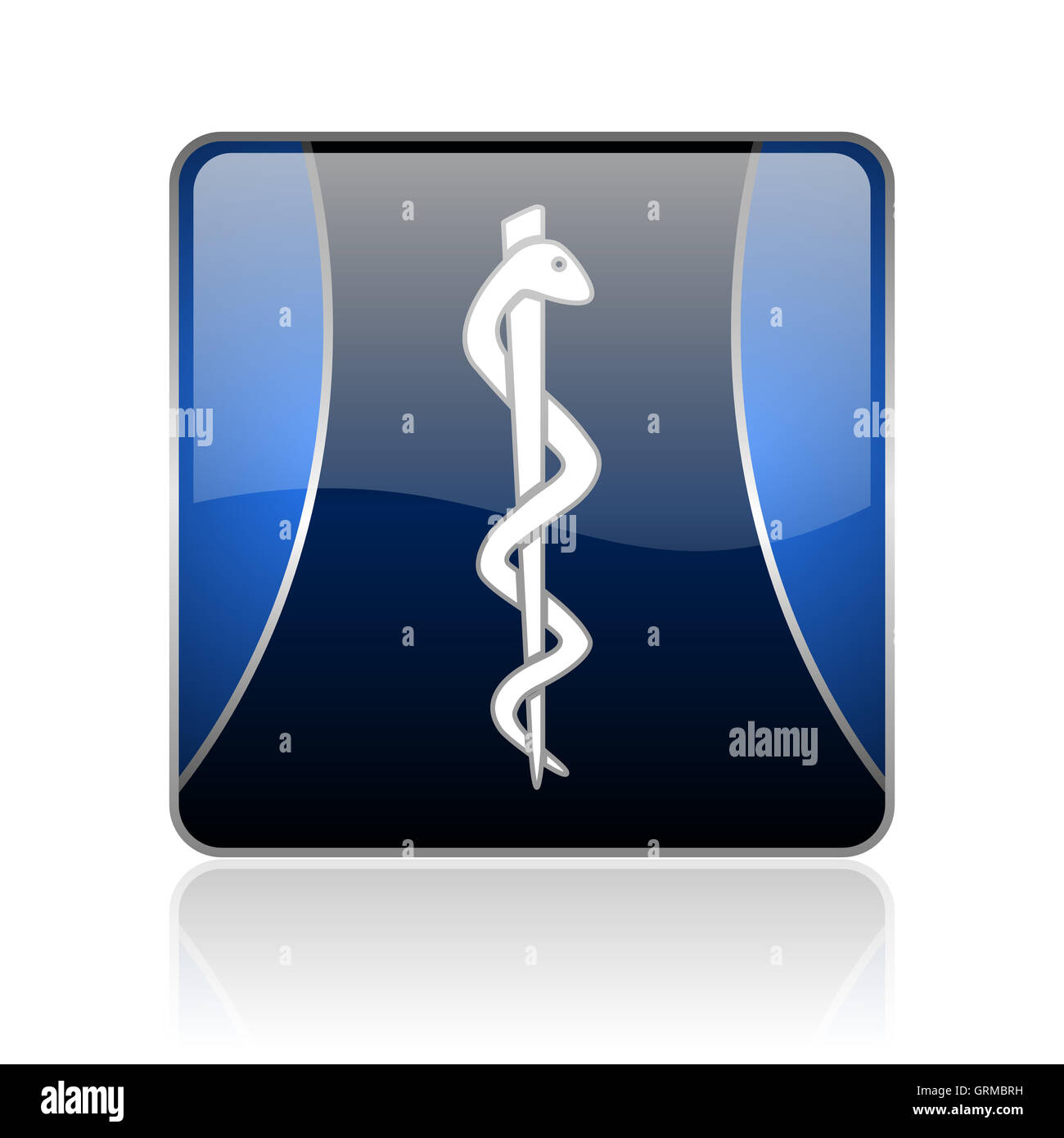 caduceus blue square web glossy icon Stock Photo - Alamy