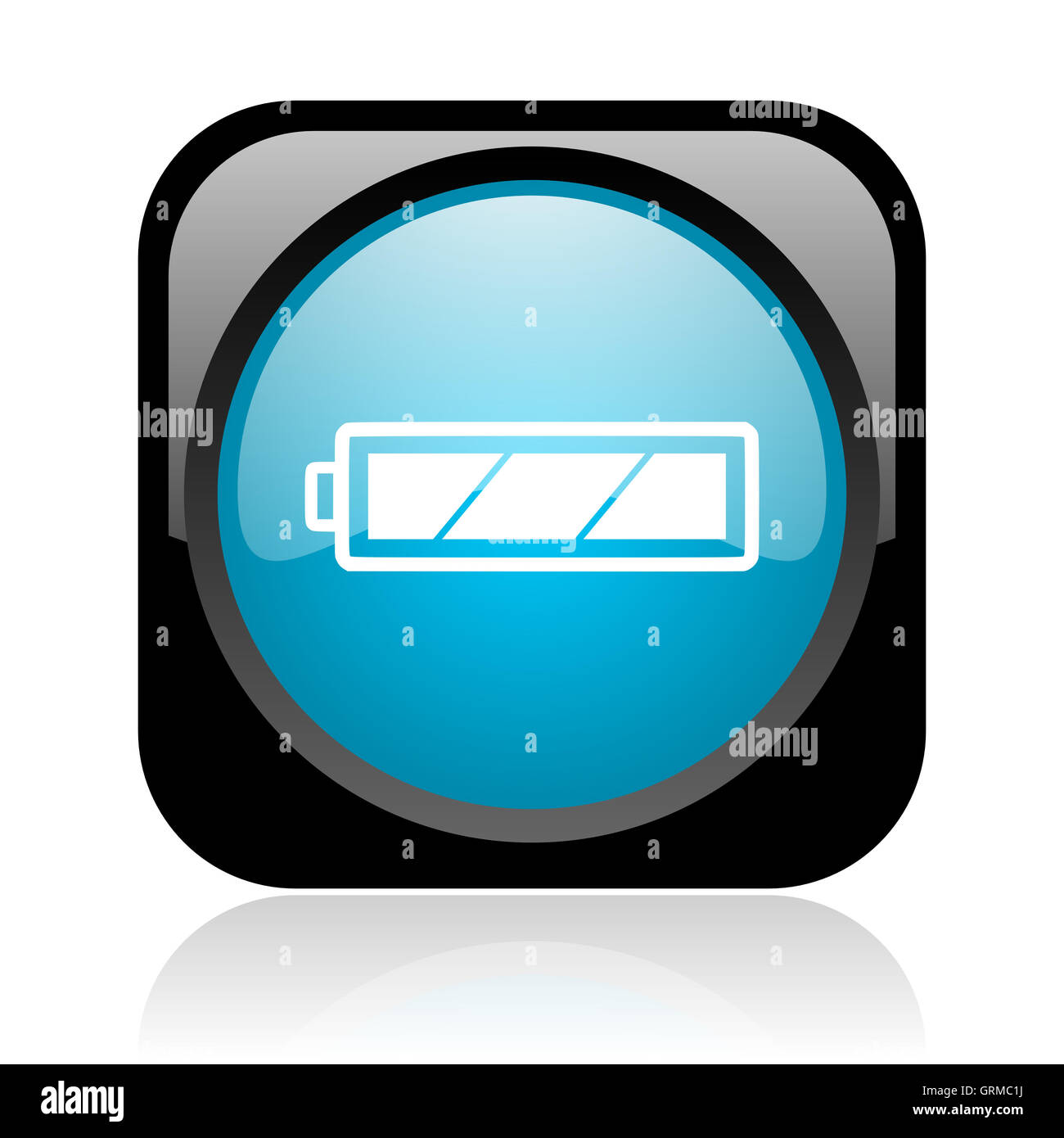 battery black and blue square web glossy icon Stock Photo - Alamy