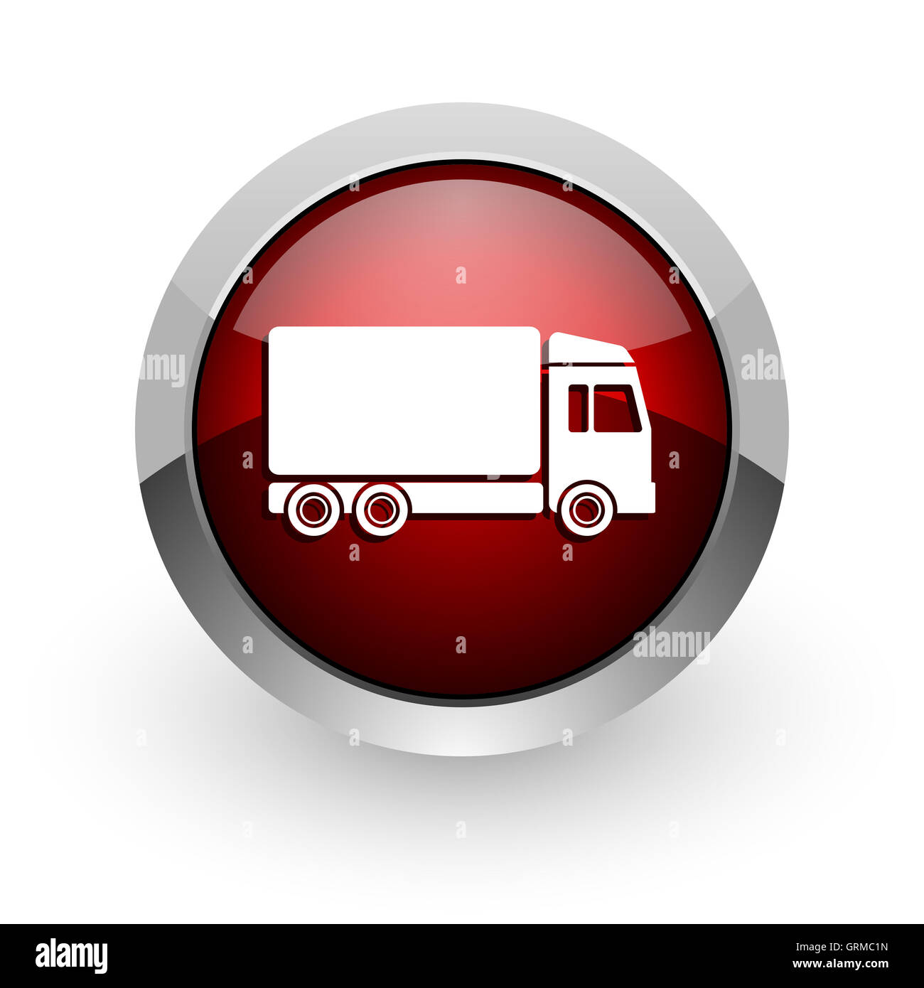 delivery red circle web glossy icon Stock Photo - Alamy
