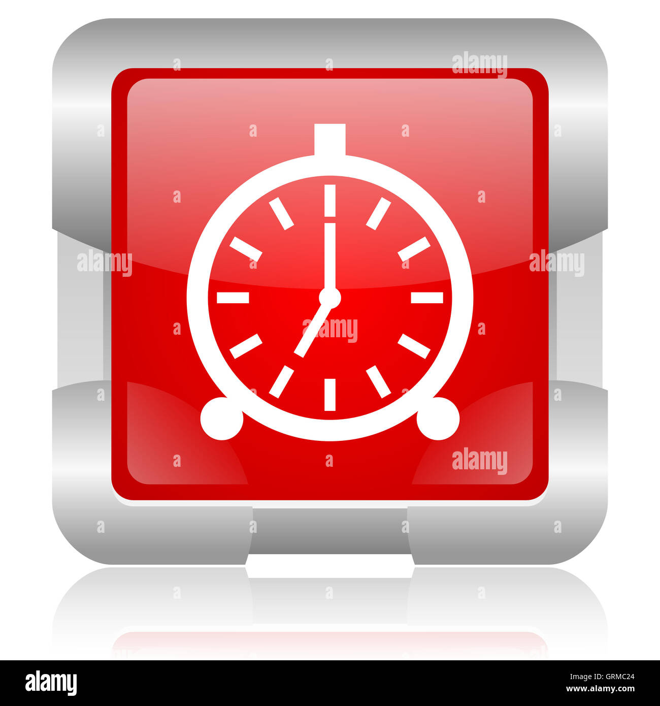 alarm clock red square web glossy icon Stock Photo - Alamy