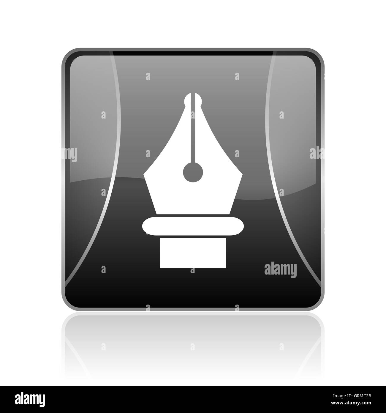 pen black square web glossy icon Stock Photo - Alamy