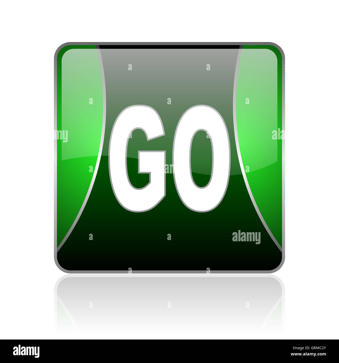 go black and green square web glossy icon Stock Photo - Alamy