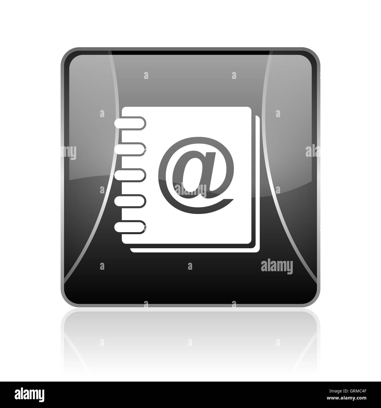 address book black square web glossy icon Stock Photo - Alamy