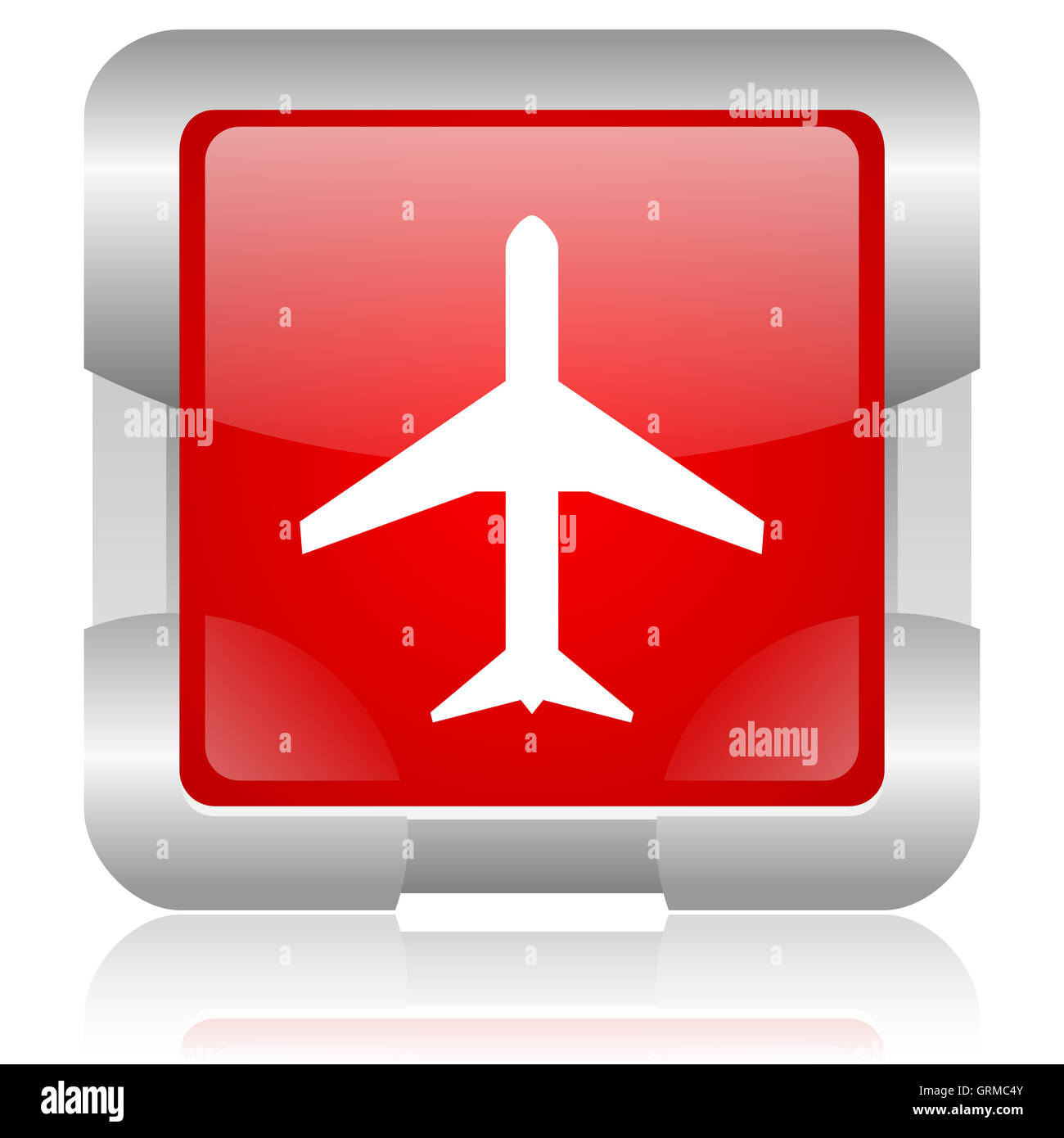 airplane red square web glossy icon Stock Photo - Alamy