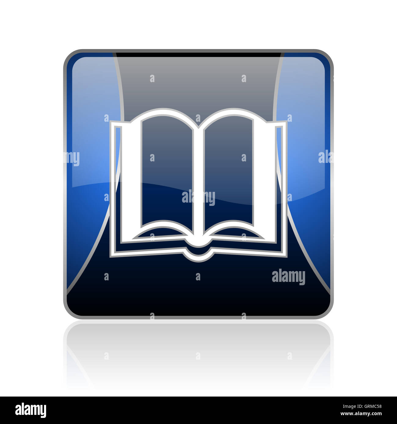book blue square web glossy icon Stock Photo - Alamy