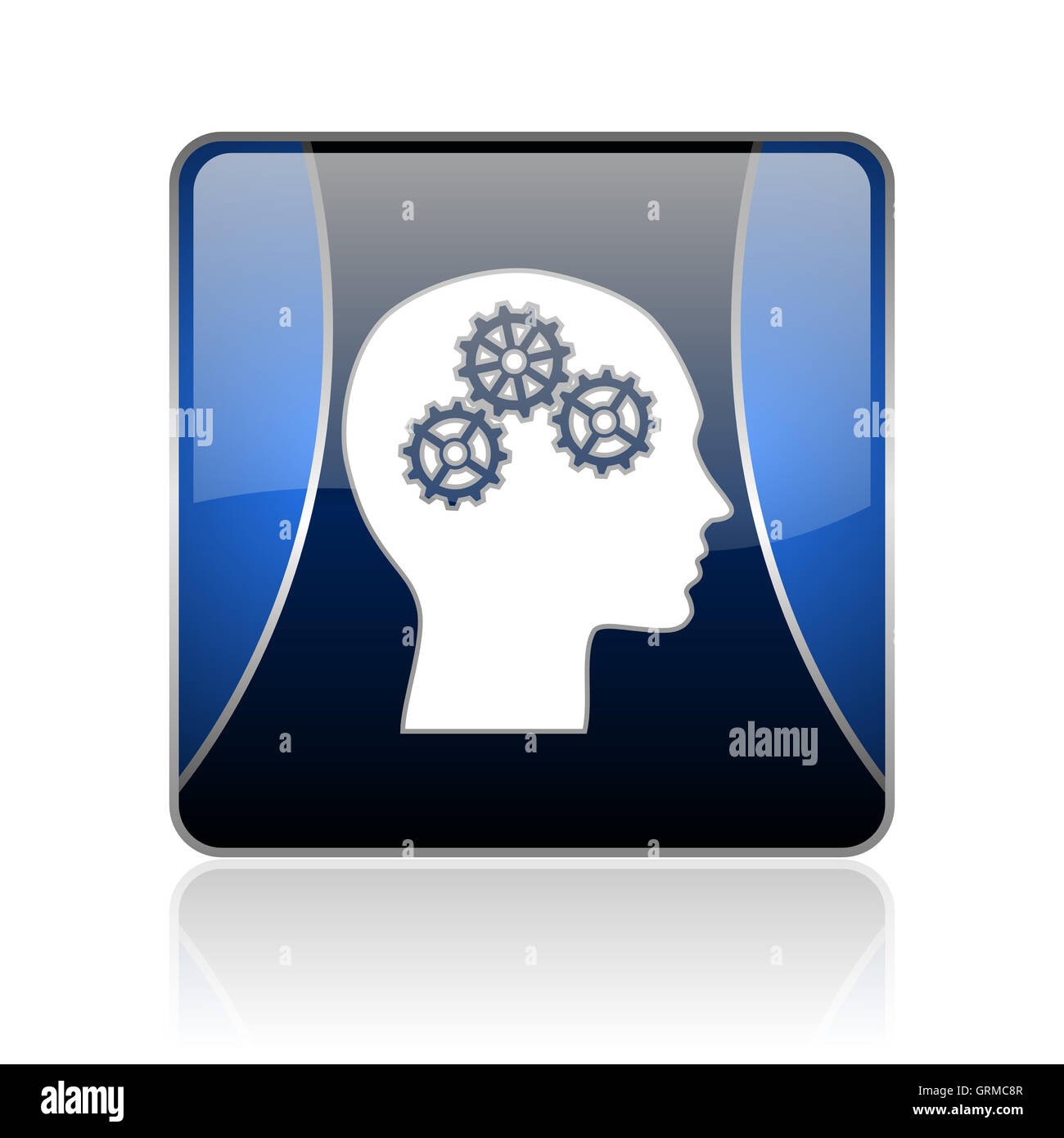 head blue square web glossy icon Stock Photo - Alamy