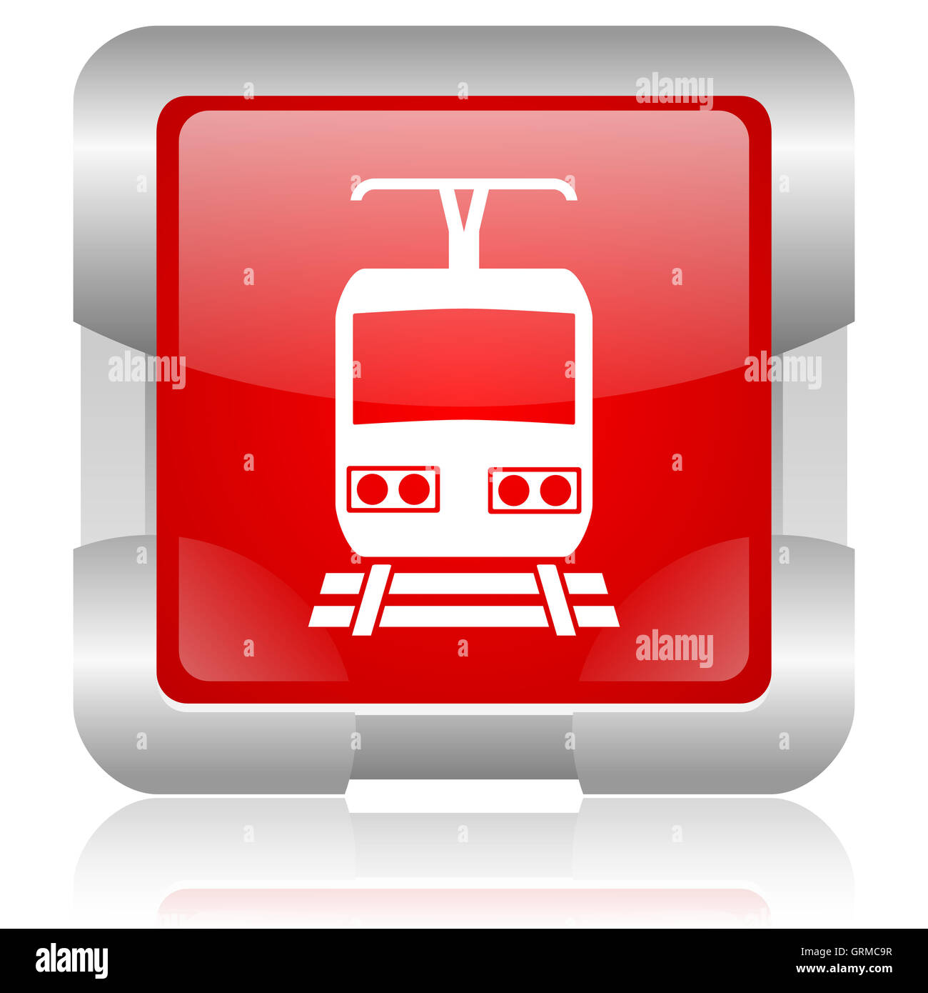 train red square web glossy icon Stock Photo - Alamy