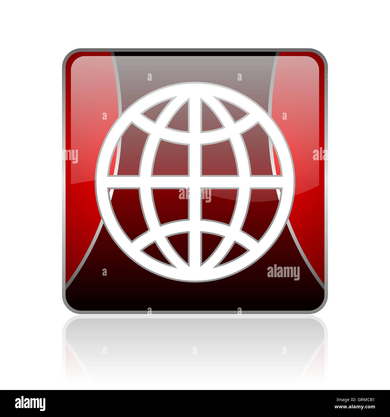 earth red square web glossy icon Stock Photo - Alamy