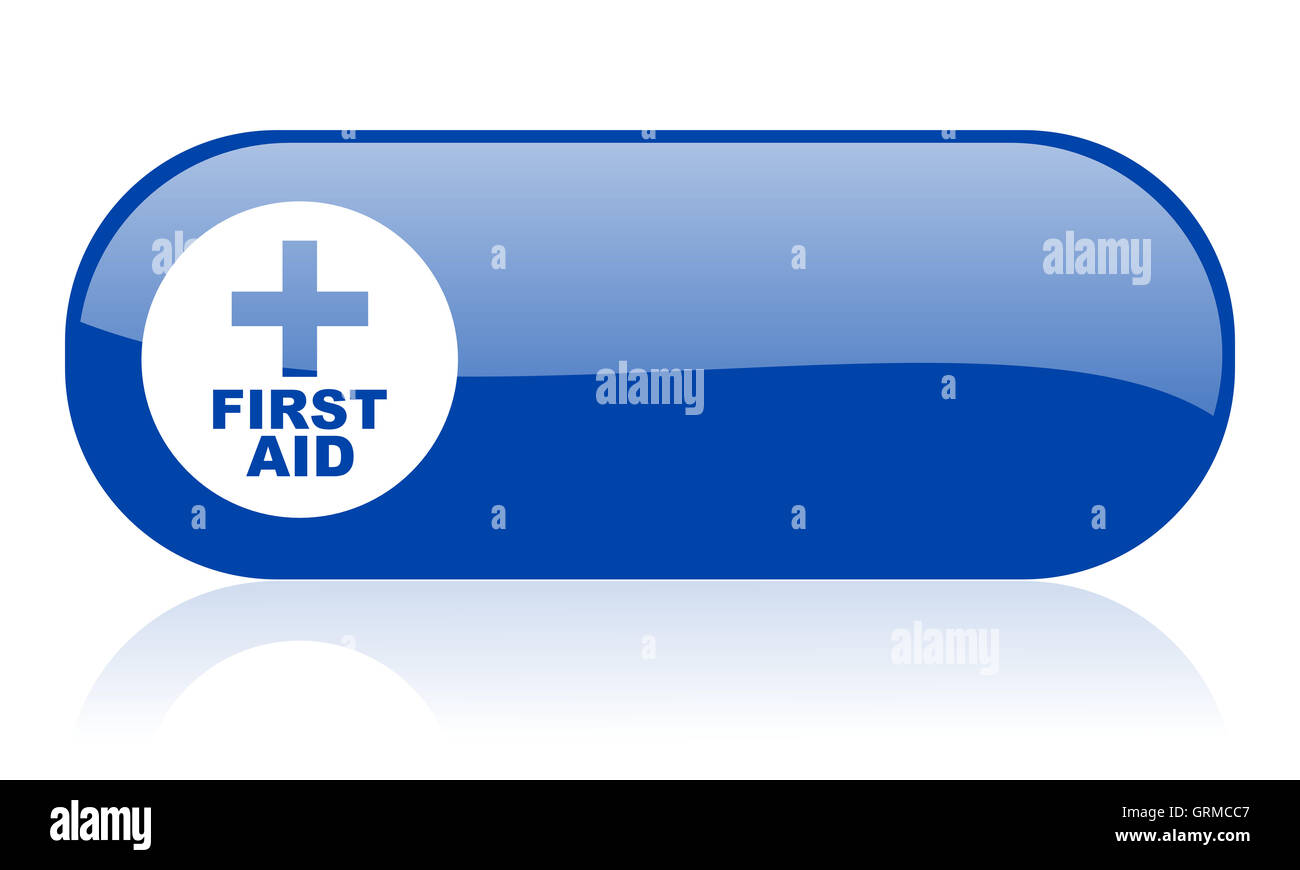 first aid blue web glossy icon Stock Photo - Alamy