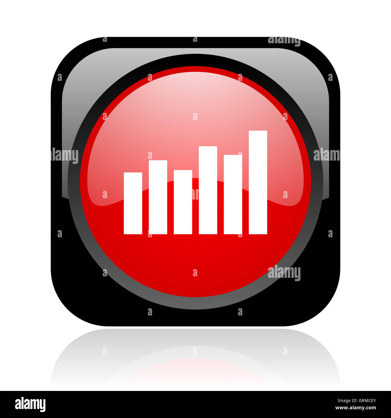 bar graph black and red square web glossy icon Stock Photo - Alamy