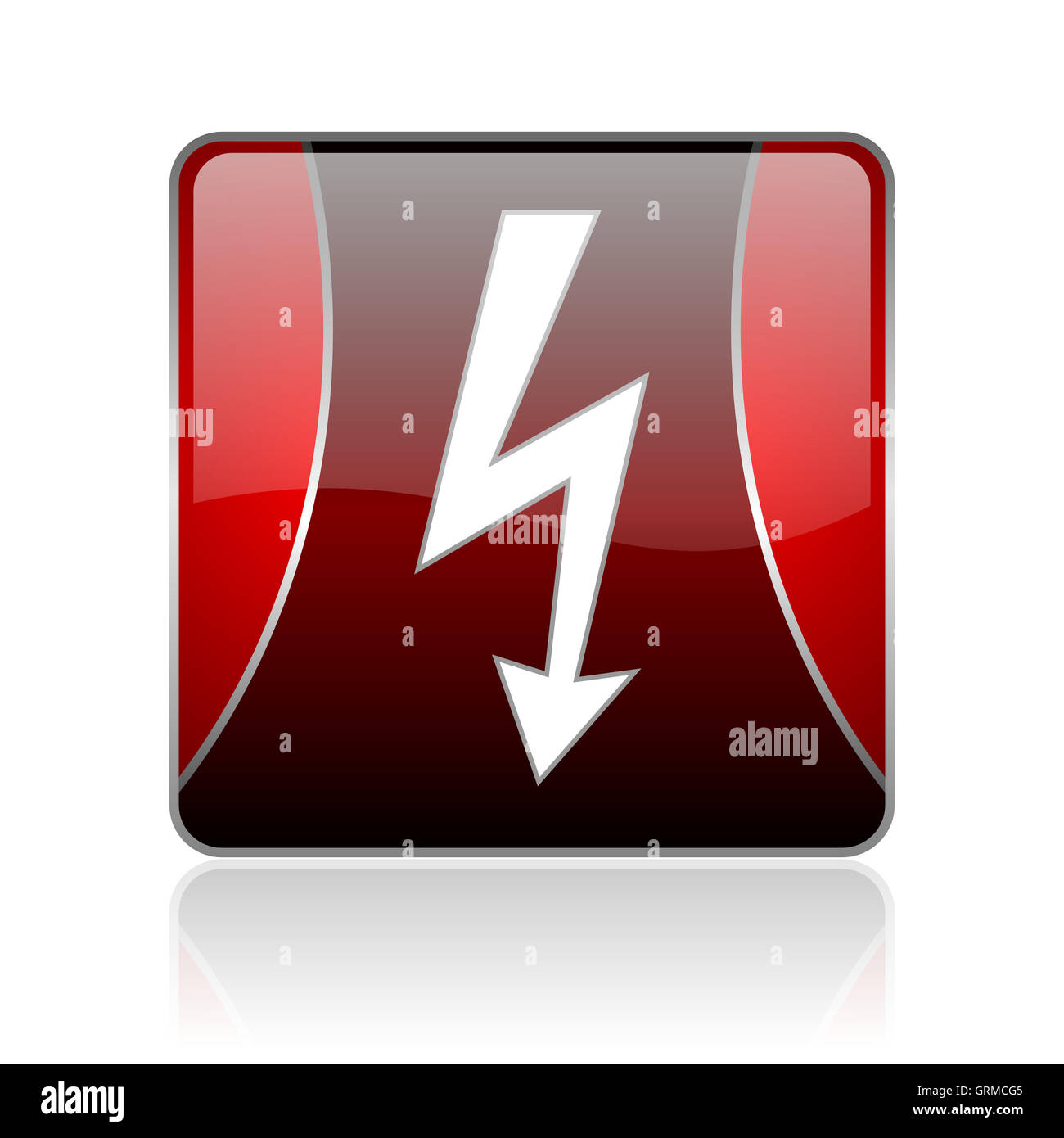 lightning red square web glossy icon Stock Photo - Alamy