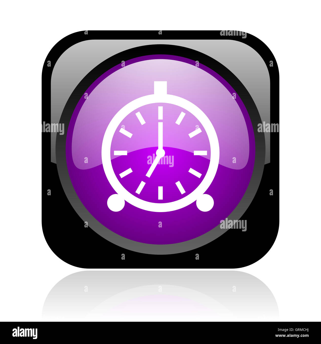 alarm clock black and violet square web glossy icon Stock Photo - Alamy