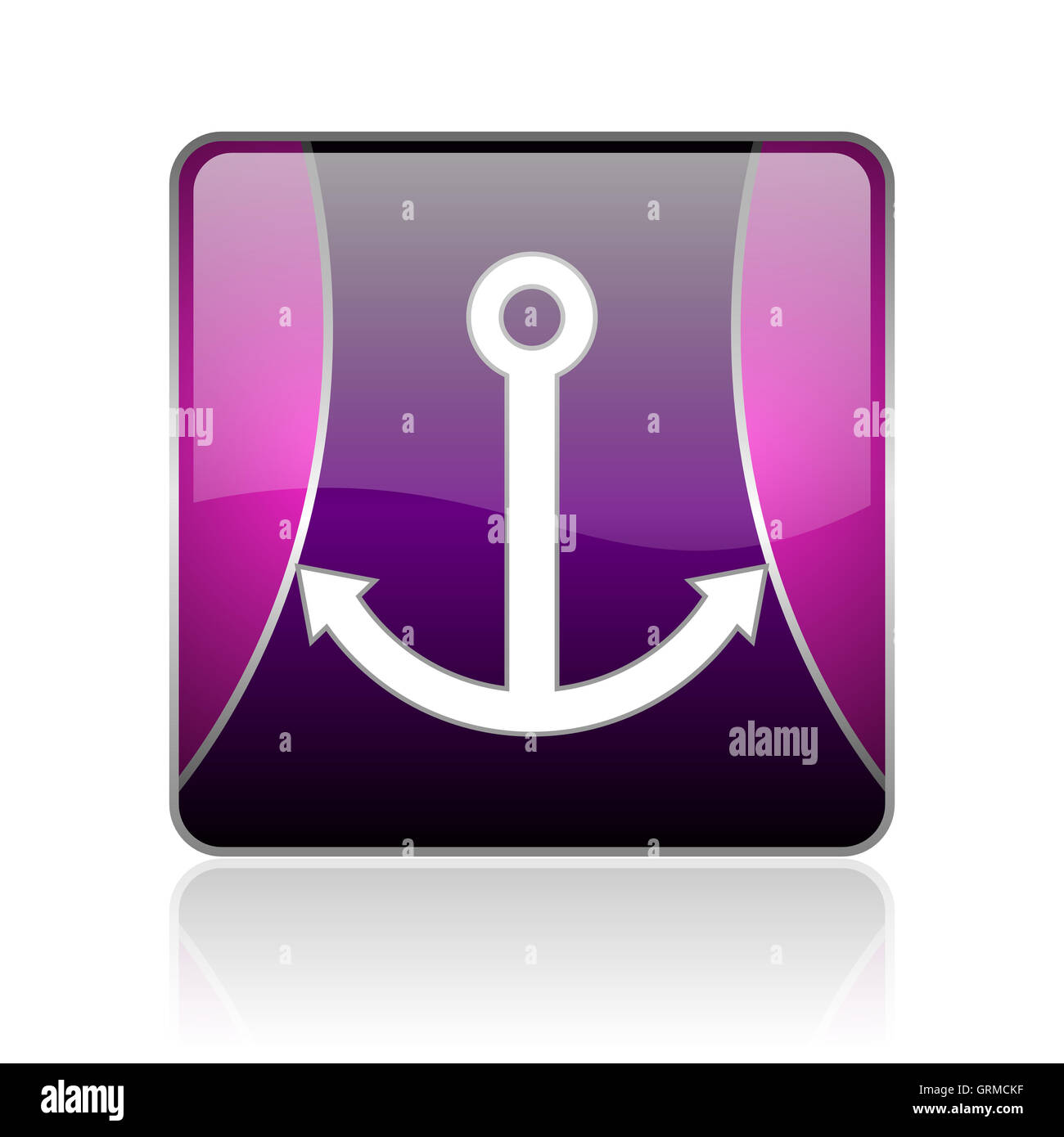 anchor violet square web glossy icon Stock Photo - Alamy