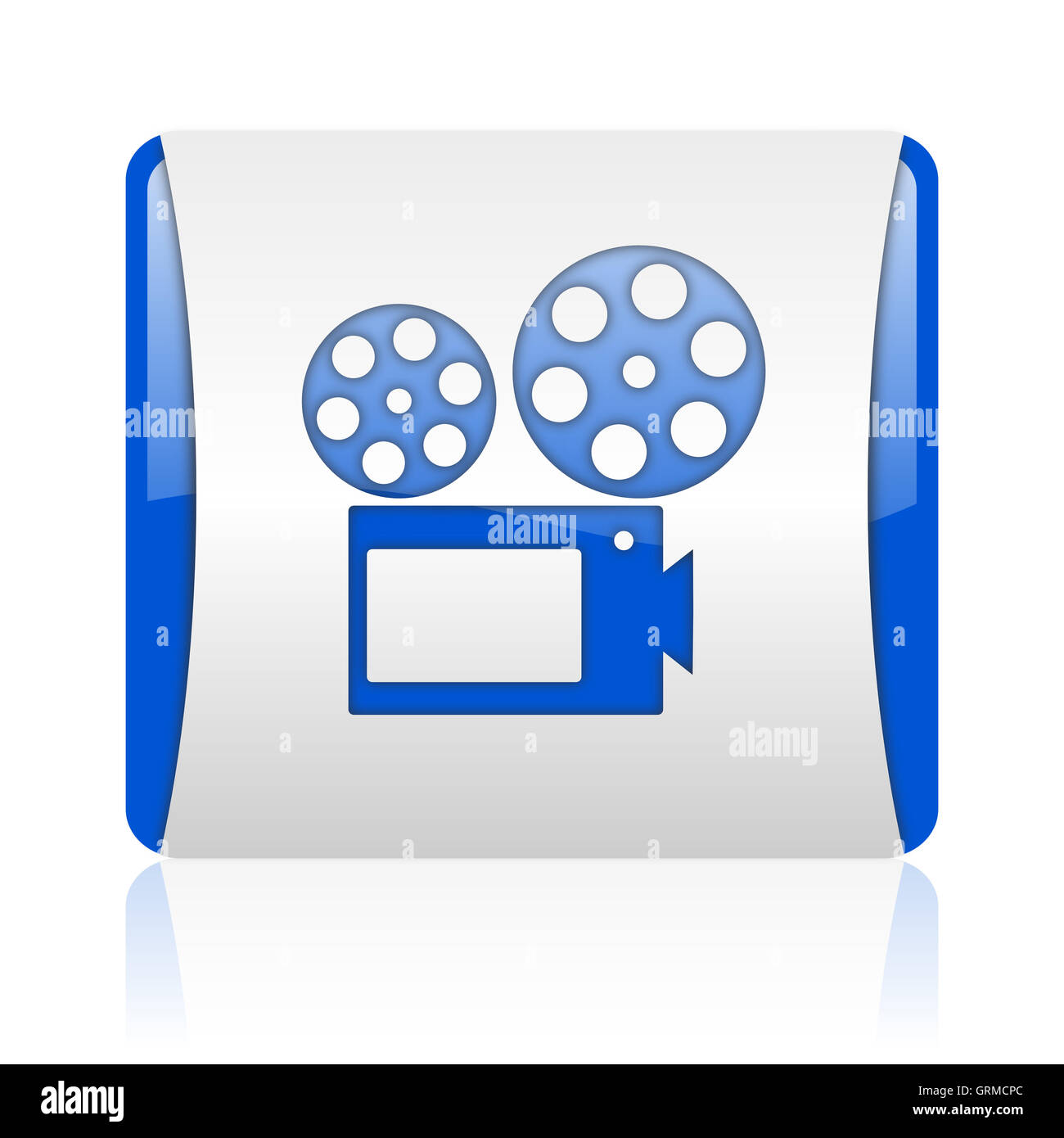 cinema blue square web glossy icon Stock Photo - Alamy