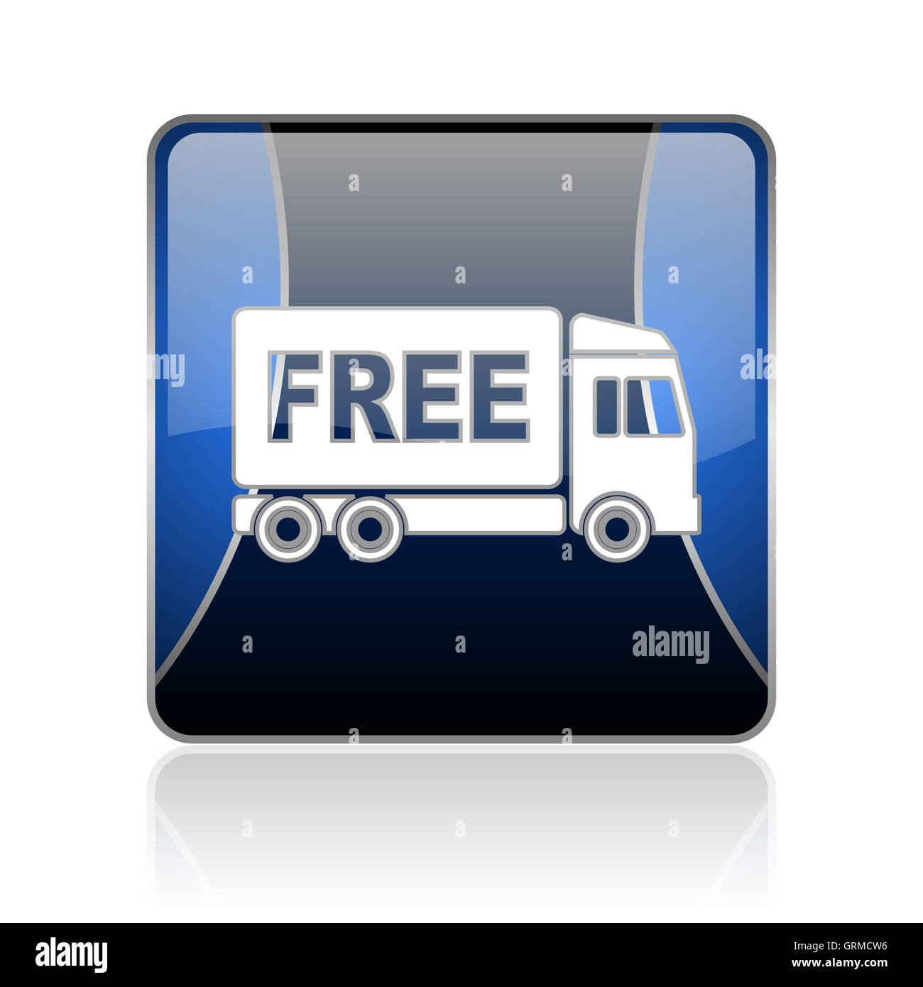 free delivery blue square web glossy icon Stock Photo - Alamy
