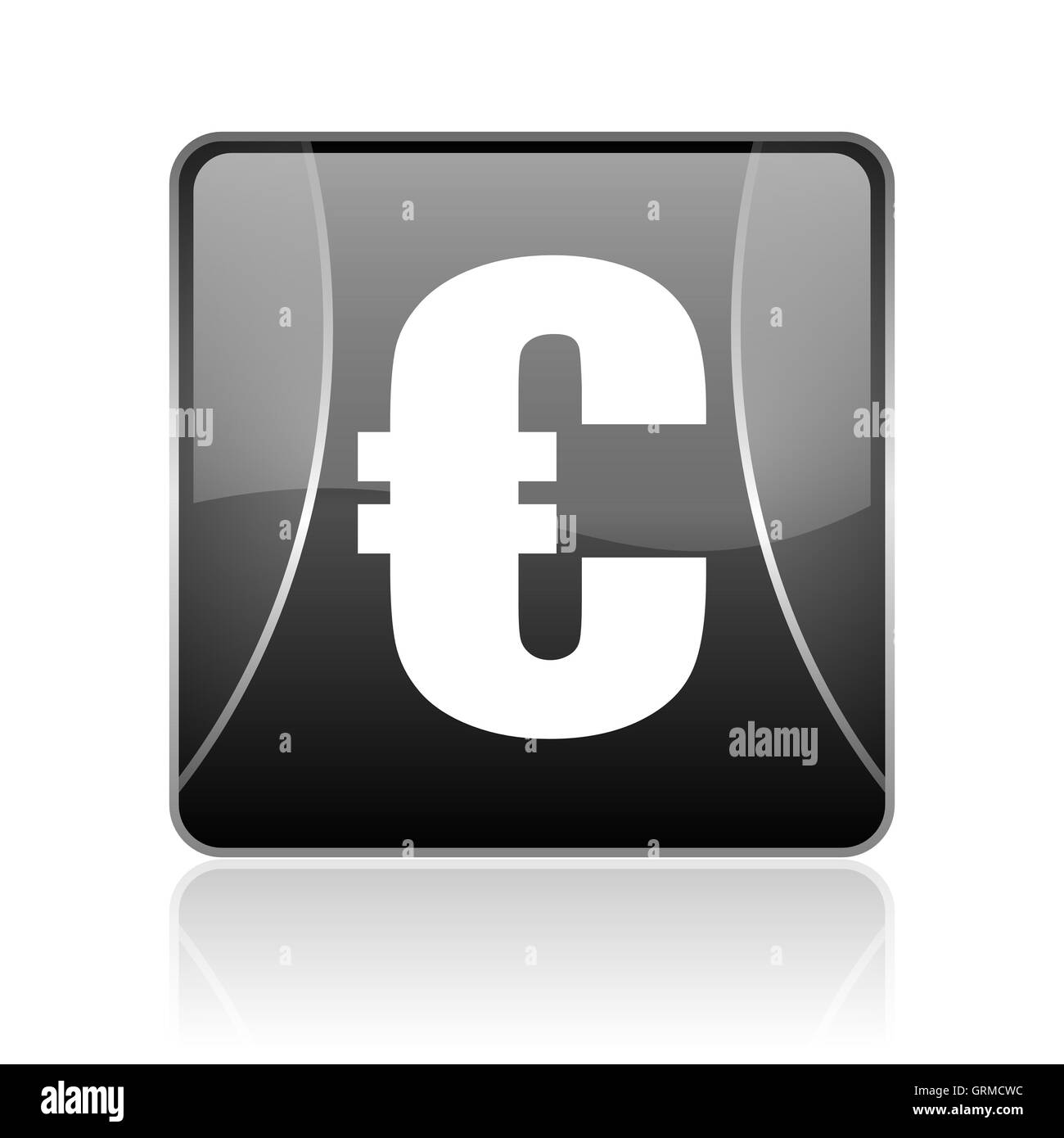 euro black square web glossy icon Stock Photo - Alamy