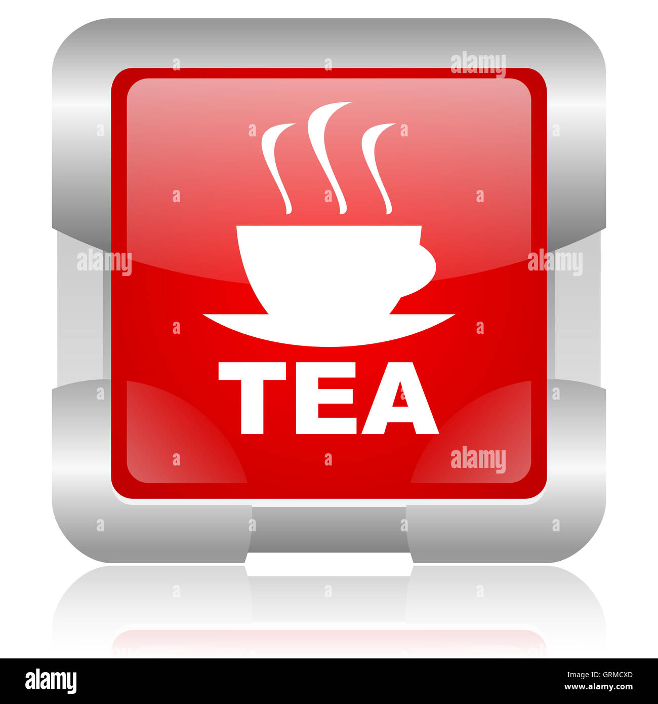 tea red square web glossy icon Stock Photo - Alamy