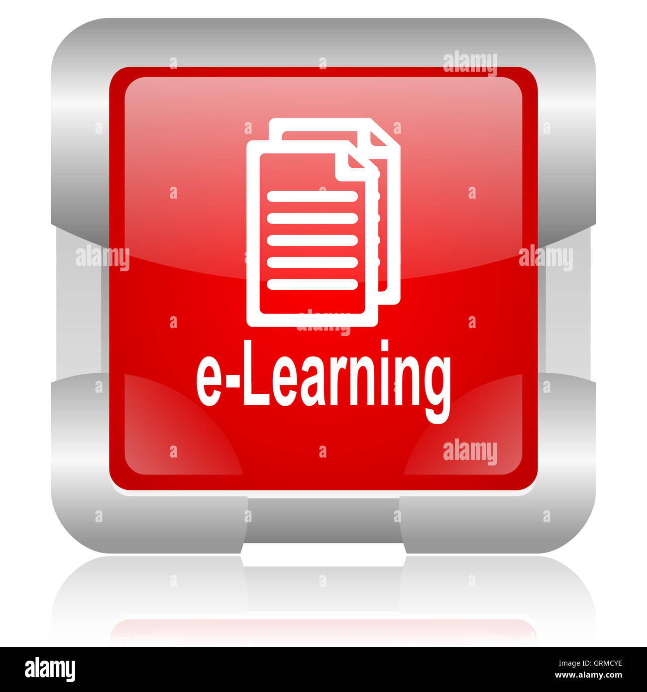 e-learning red square web glossy icon Stock Photo - Alamy