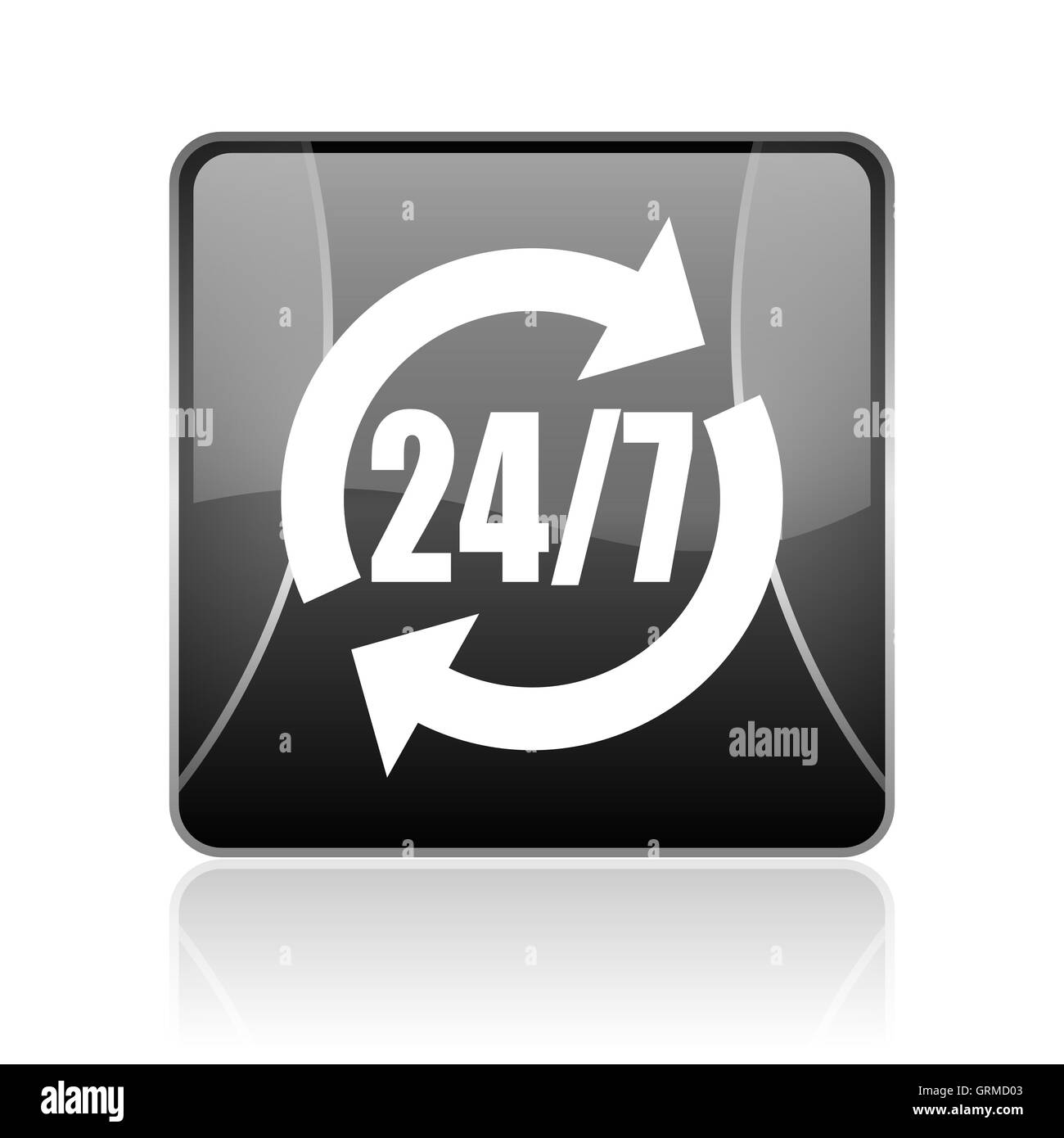 24/7 service black square web glossy icon Stock Photo - Alamy