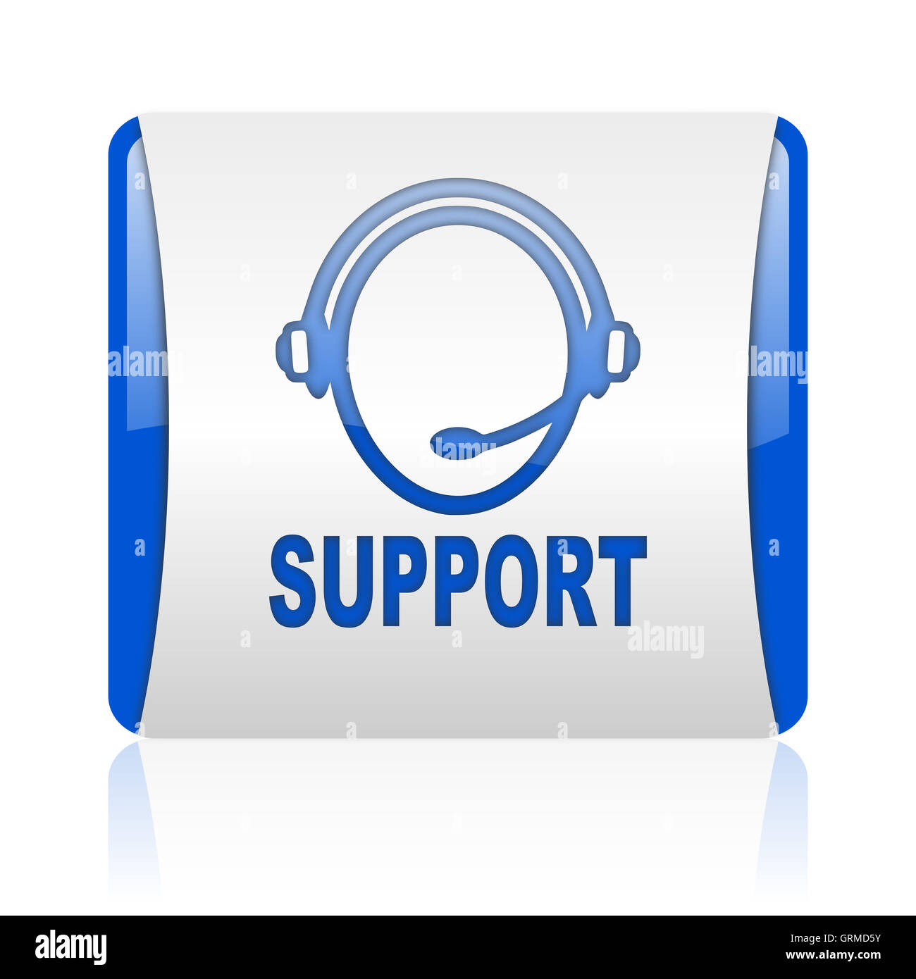 support blue square web glossy icon Stock Photo - Alamy