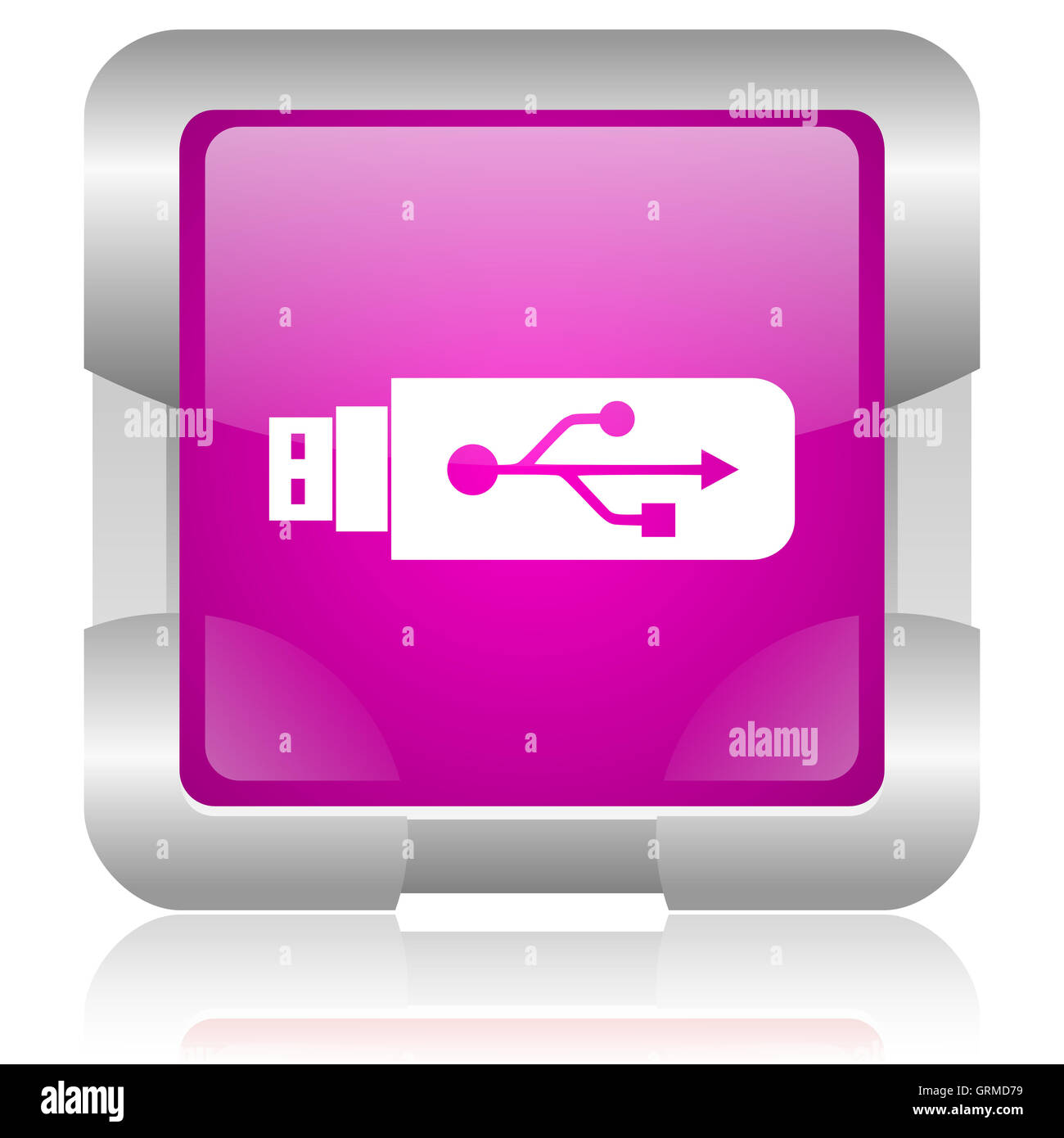 usb pink square web glossy icon Stock Photo - Alamy