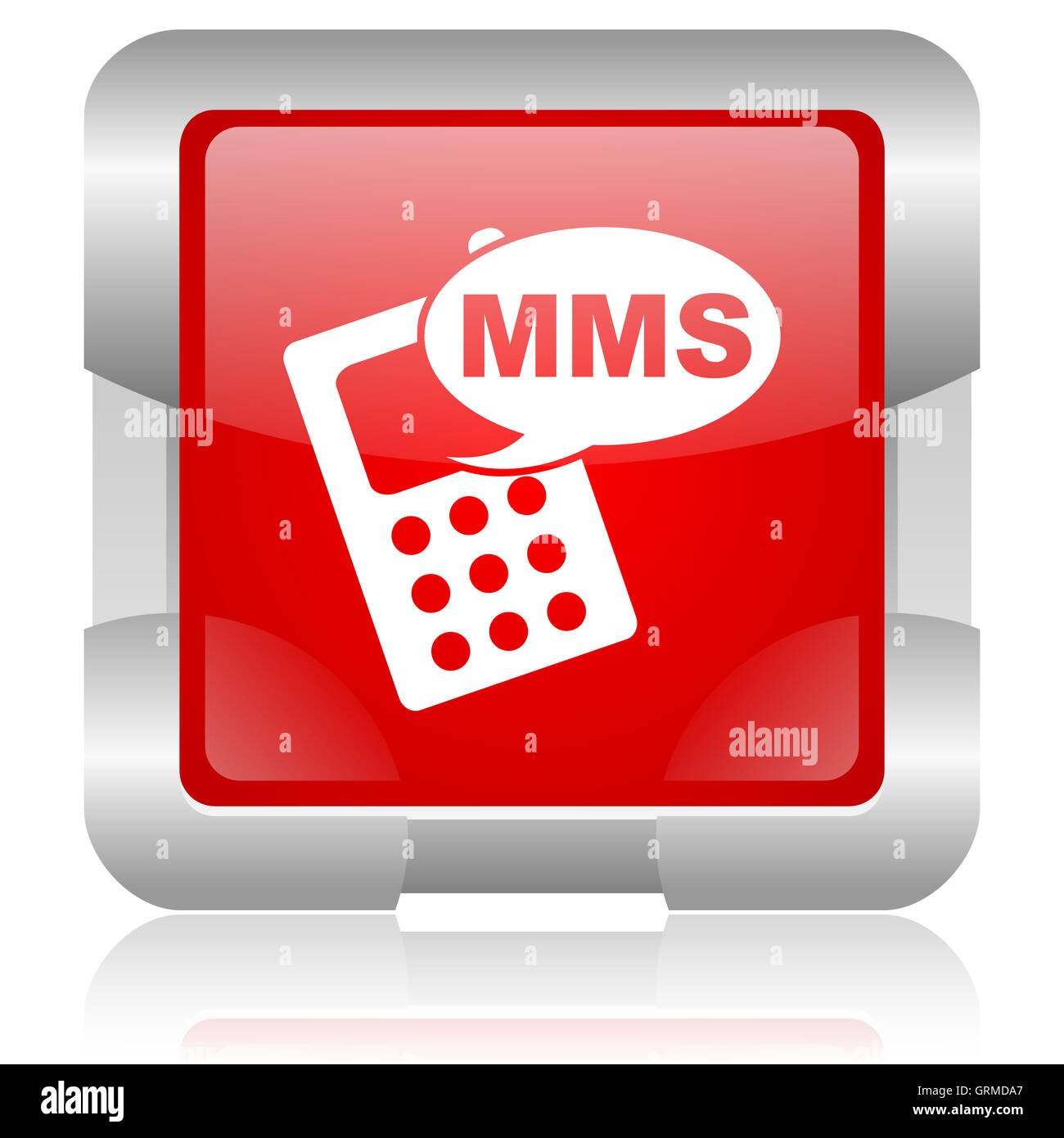 mms red square web glossy icon Stock Photo - Alamy