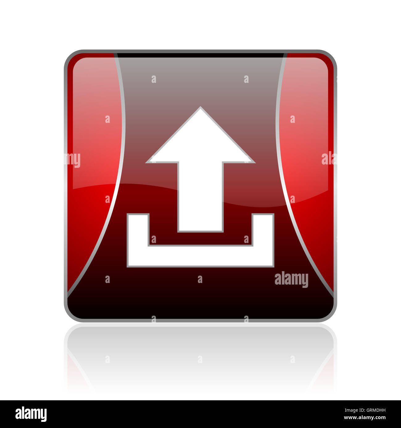upload red square web glossy icon Stock Photo - Alamy