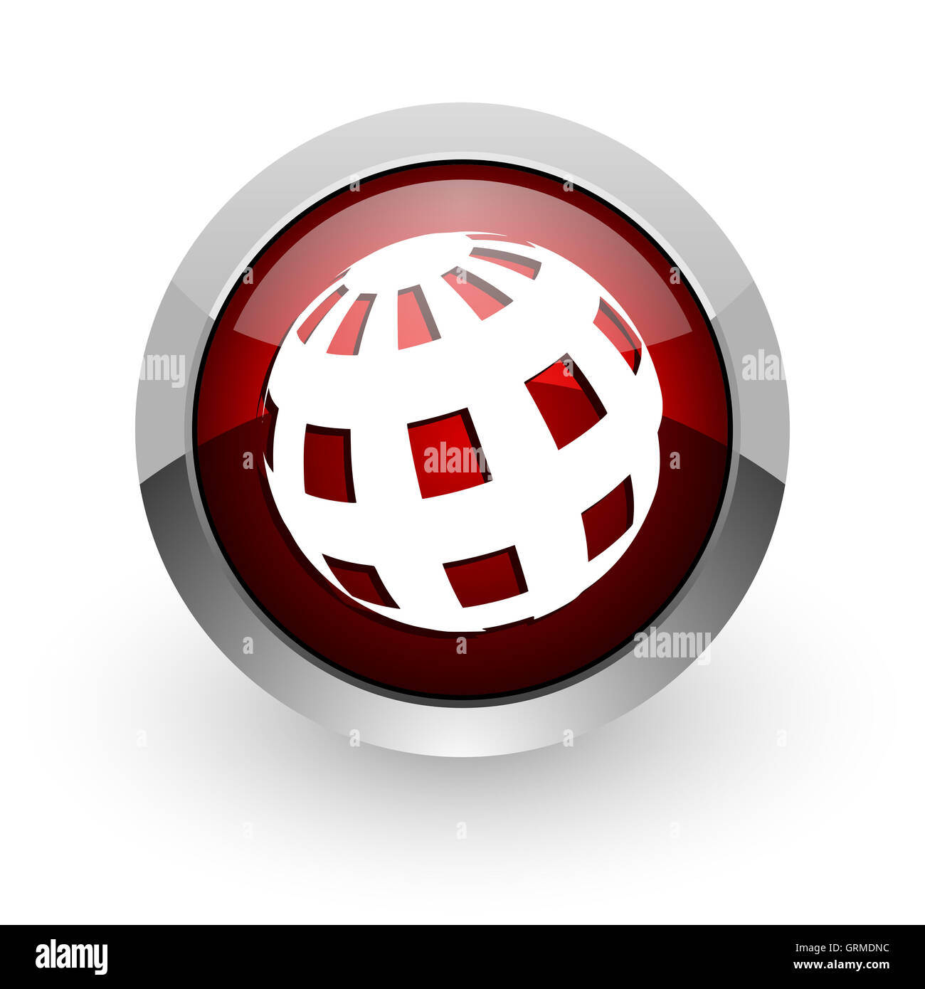 earth red circle web glossy icon Stock Photo - Alamy