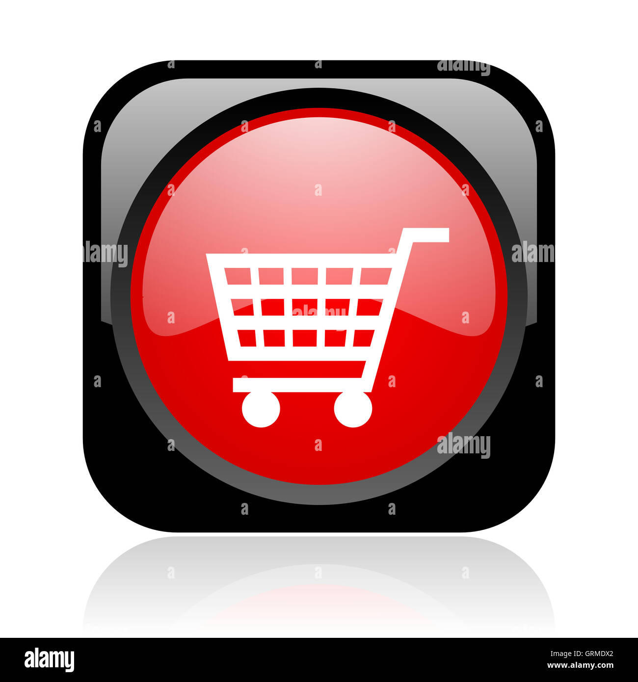 shopping cart black and red square web glossy icon Stock Photo - Alamy