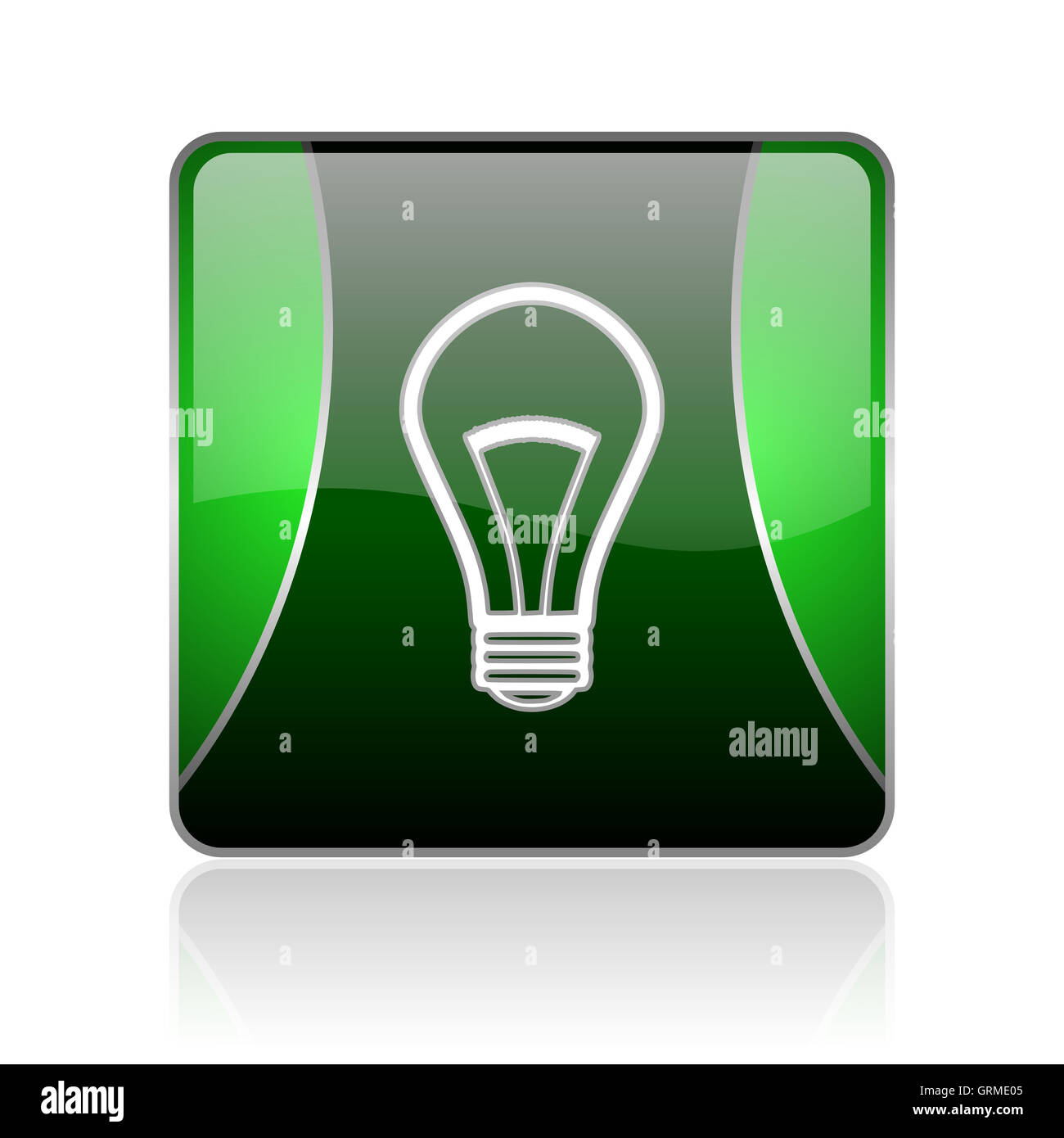 Button green bulb light icon hi-res stock photography and images - Alamy