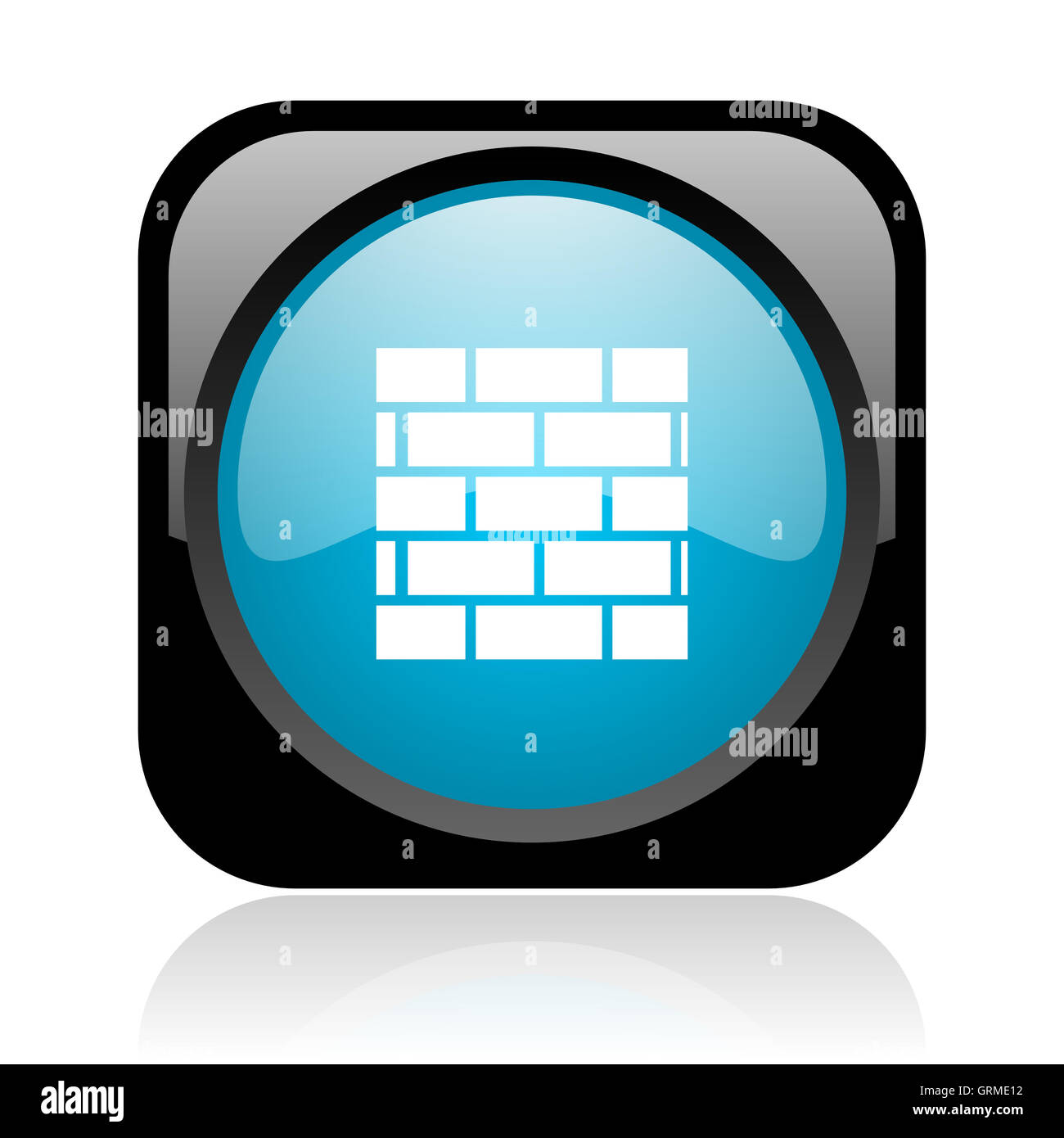 firewall black and blue square web glossy icon Stock Photo - Alamy