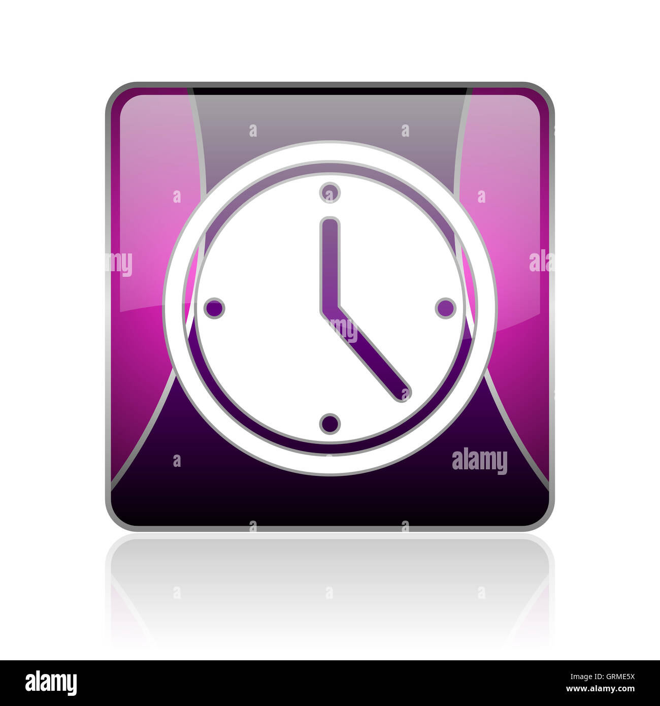 clock violet square web glossy icon Stock Photo - Alamy