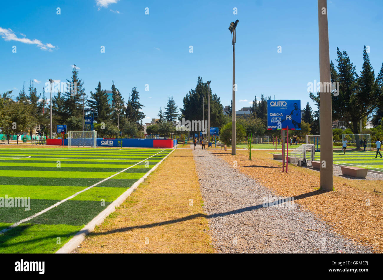 QUITO, ECUADOR - 8 AUGUST, 2016: Football fields located in inner city ...