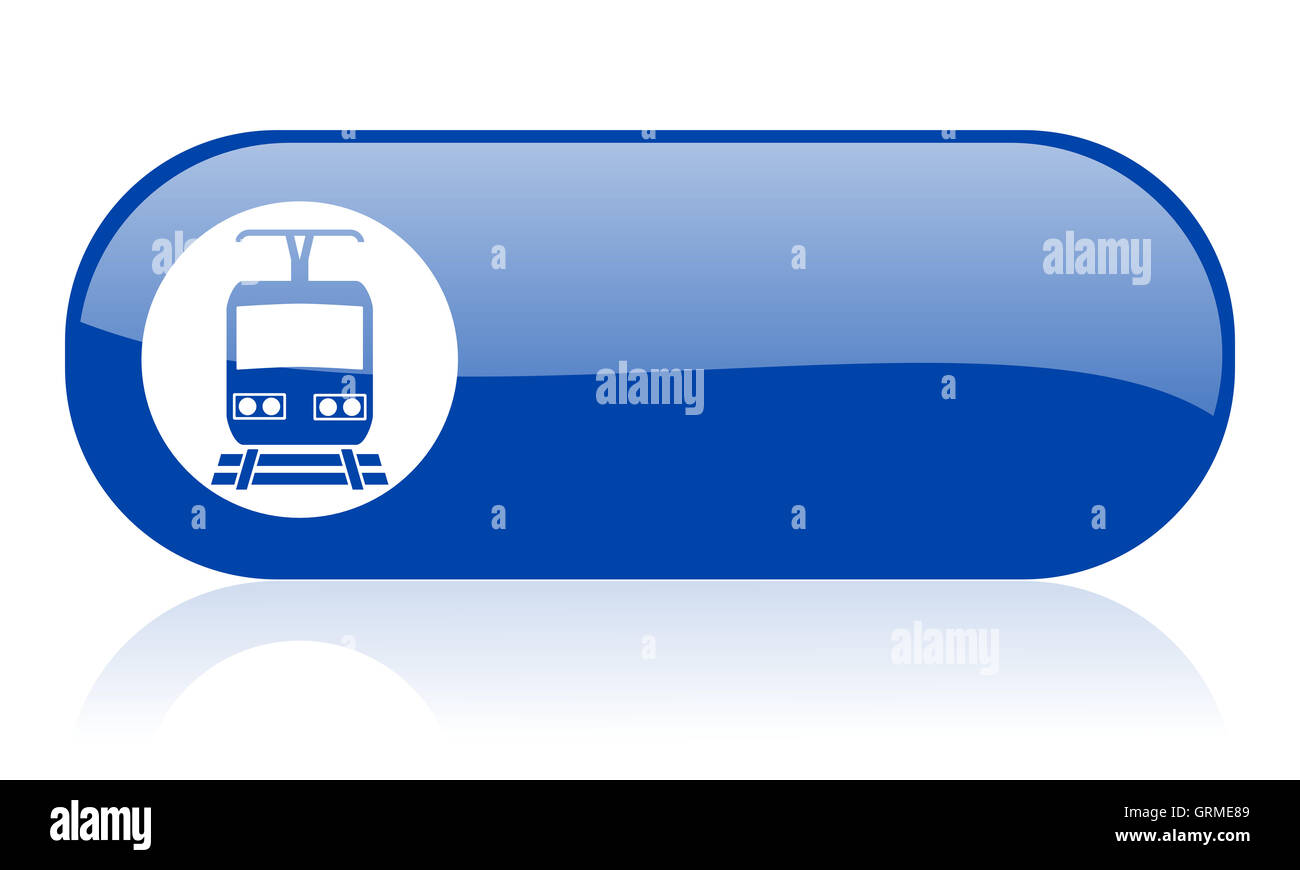 train blue web glossy icon Stock Photo - Alamy