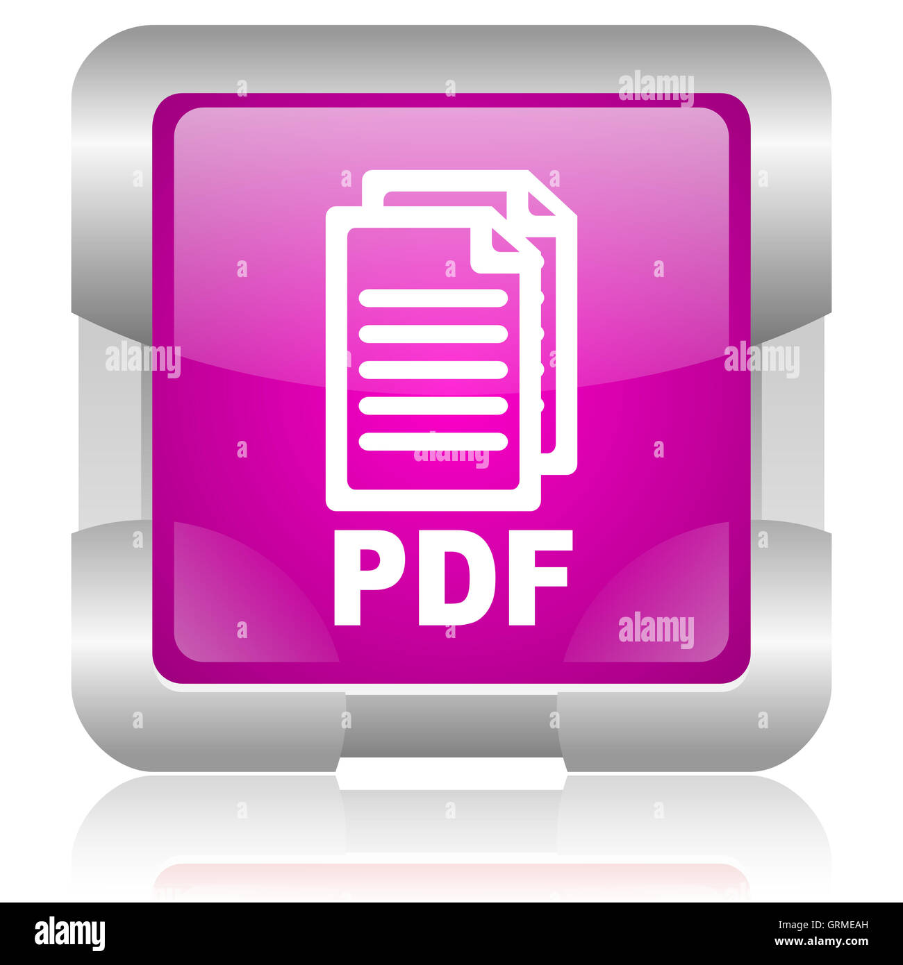 pdf pink square web glossy icon Stock Photo - Alamy