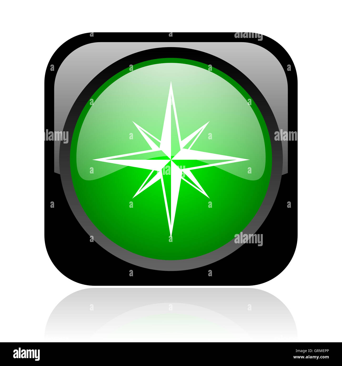 compass black and green square web glossy icon Stock Photo - Alamy
