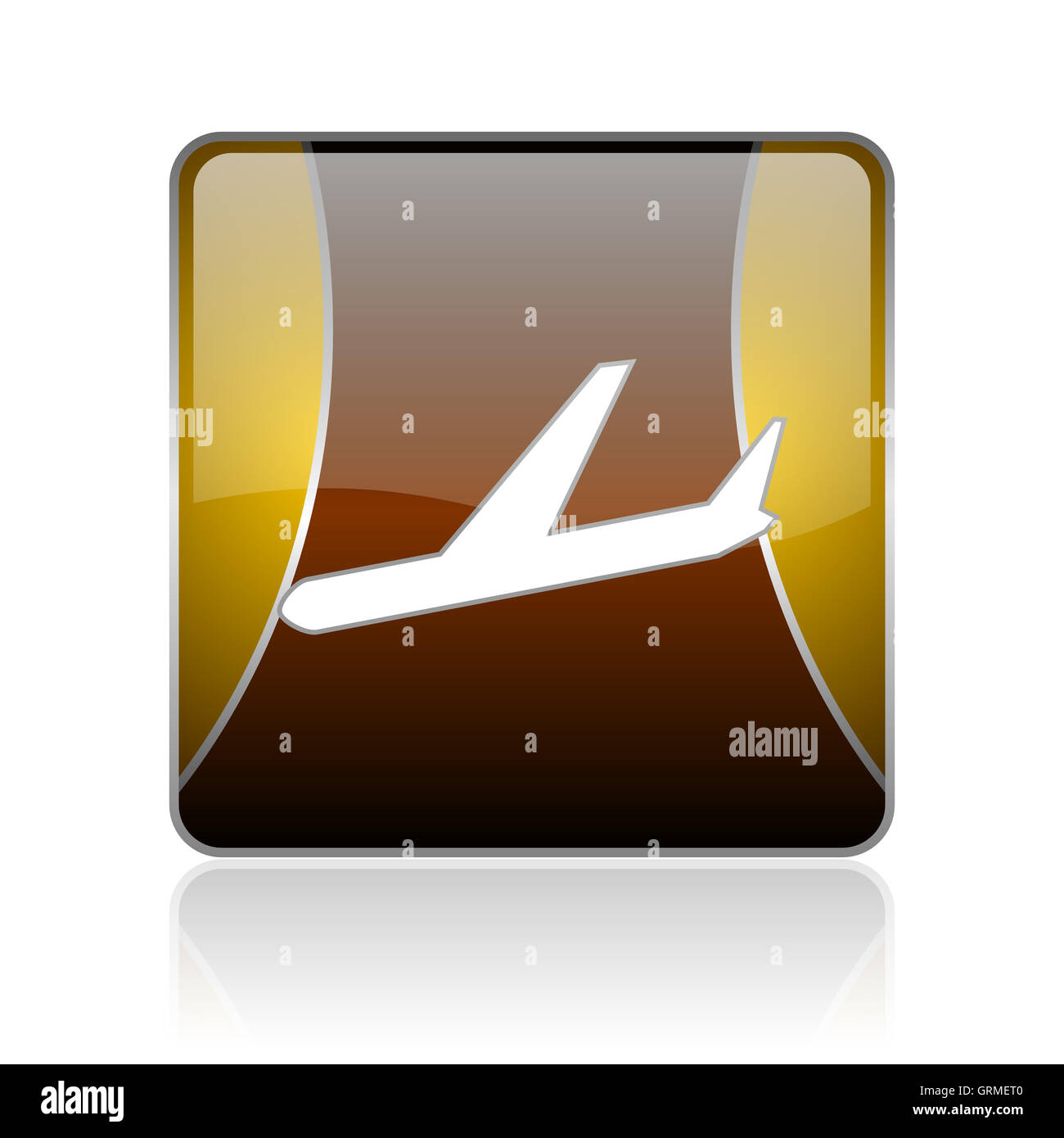 airplane golden square web glossy icon Stock Photo - Alamy