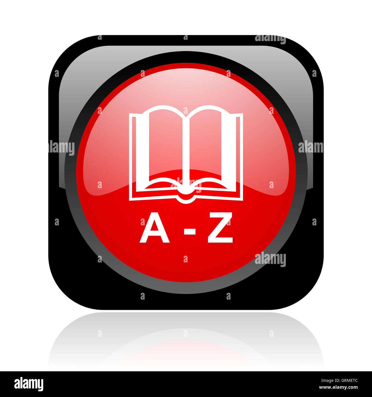 dictionary black and red square web glossy icon Stock Photo - Alamy