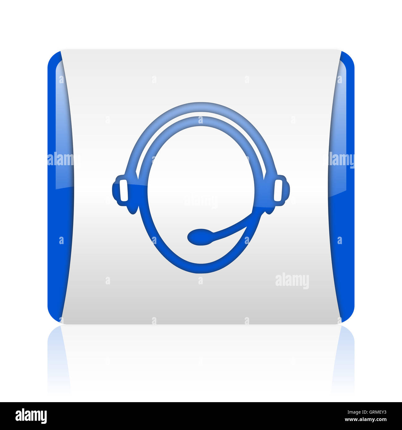 customer service blue square web glossy icon Stock Photo - Alamy