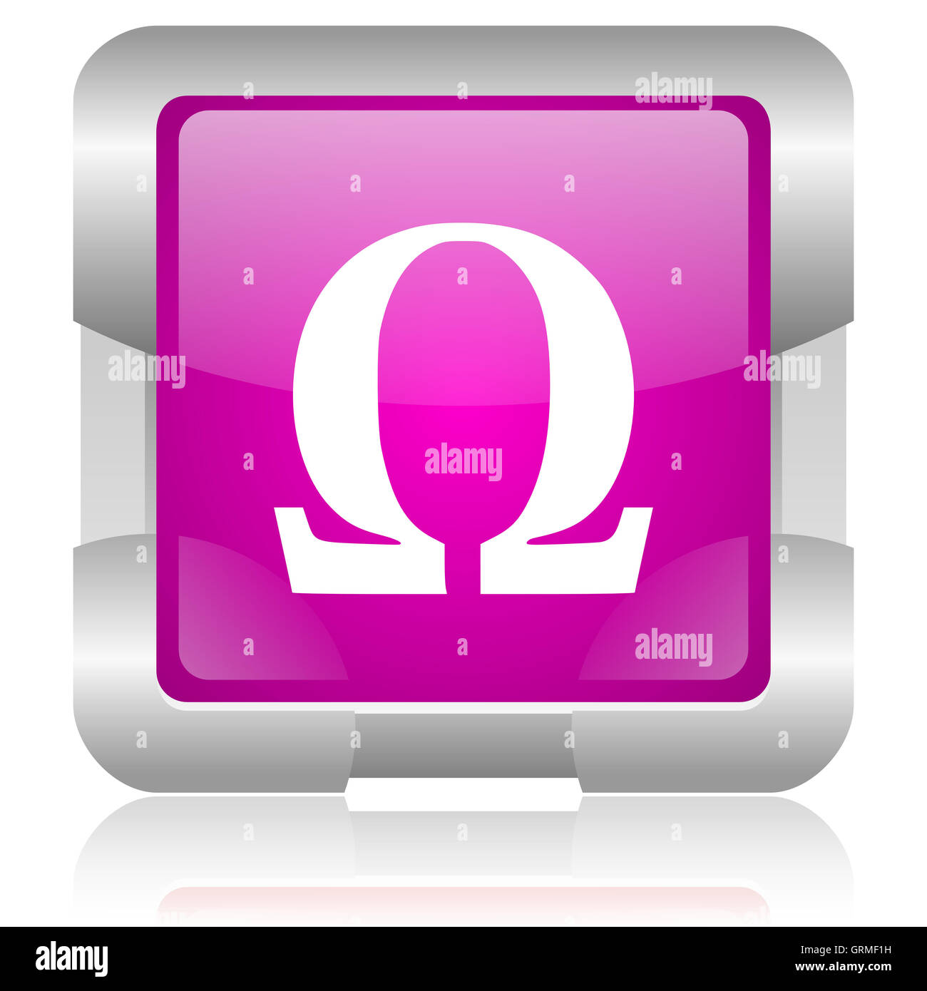omega pink square web glossy icon Stock Photo - Alamy