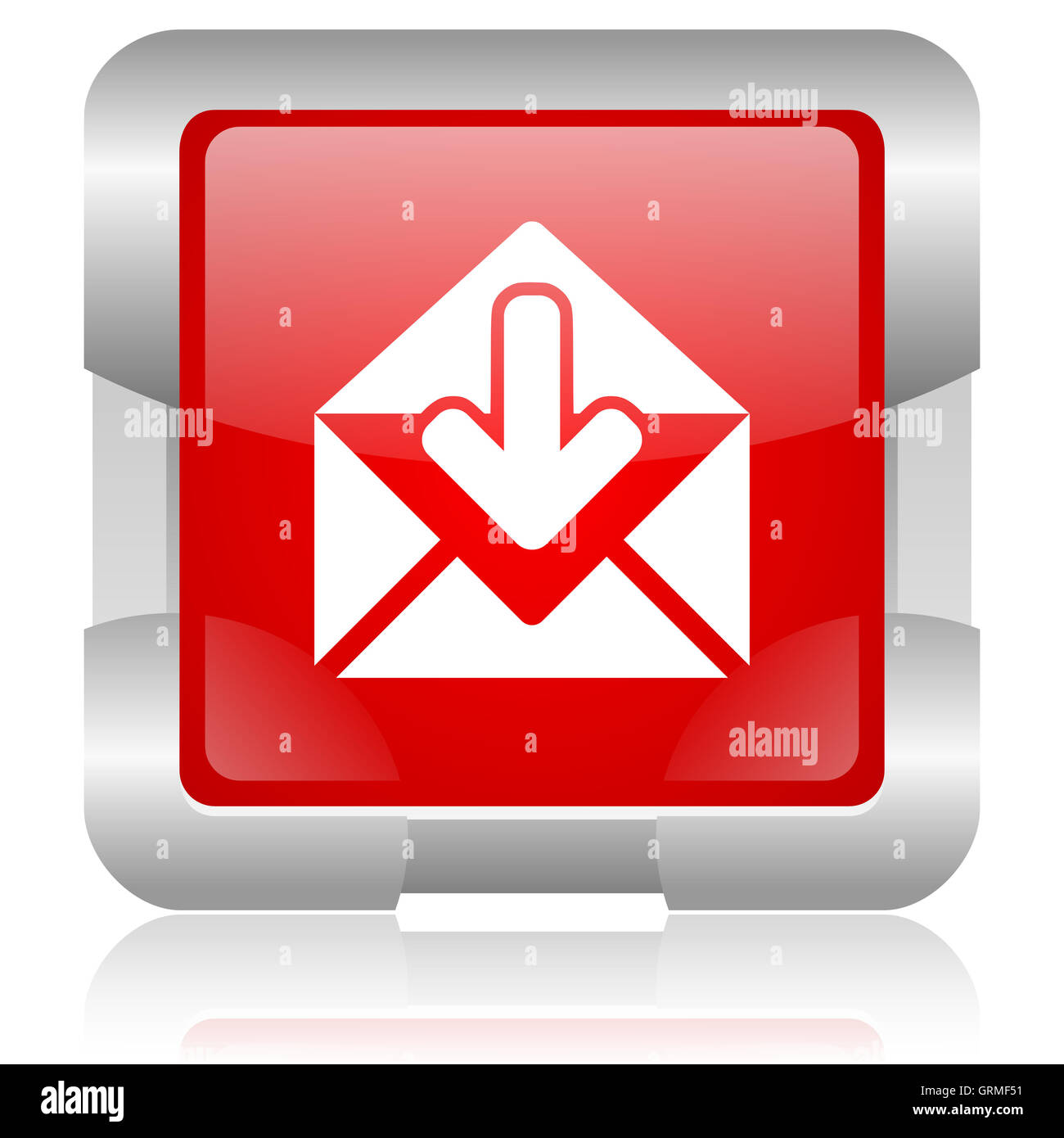 mail red square web glossy icon Stock Photo - Alamy