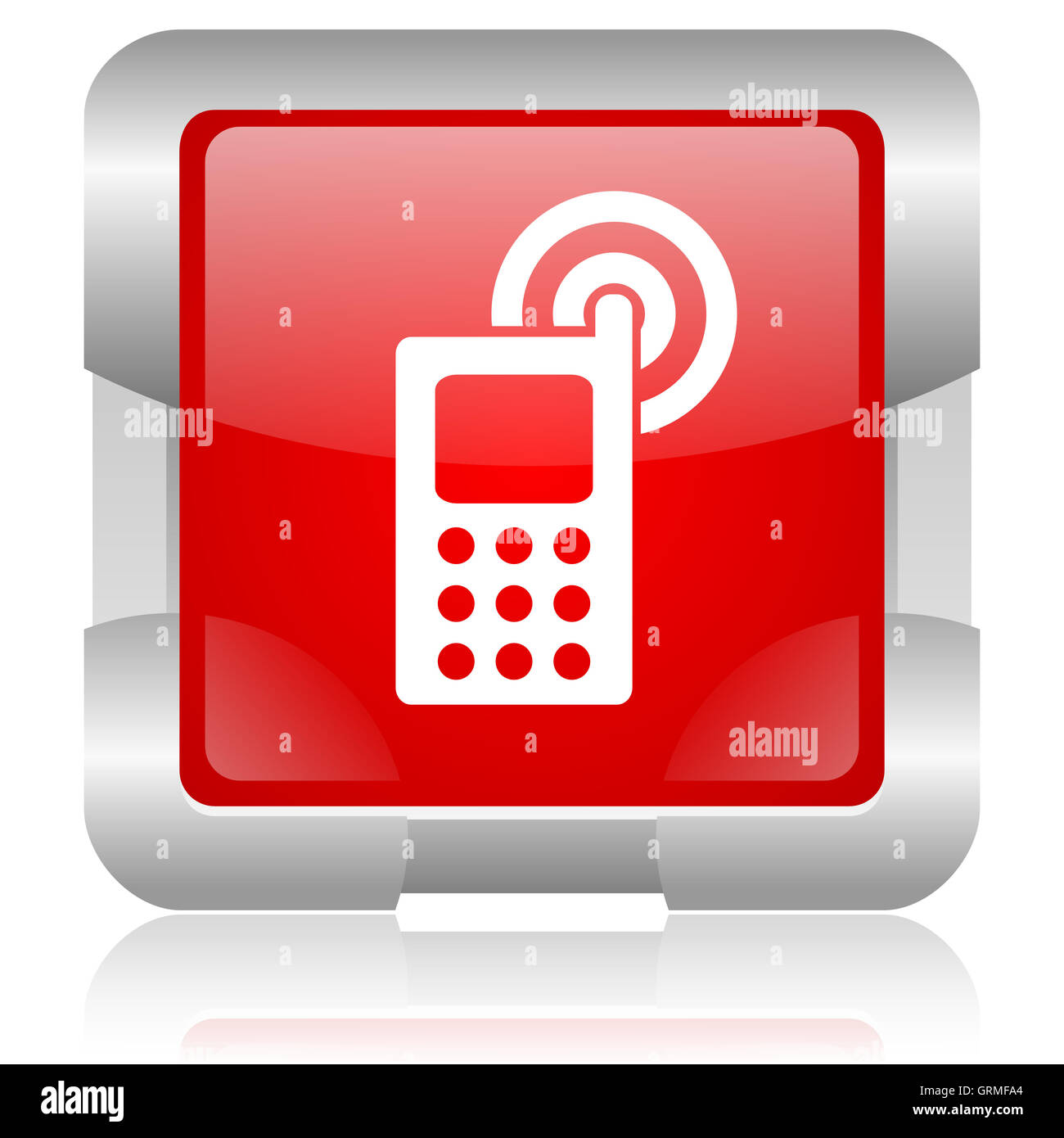 cellphone red square web glossy icon Stock Photo - Alamy