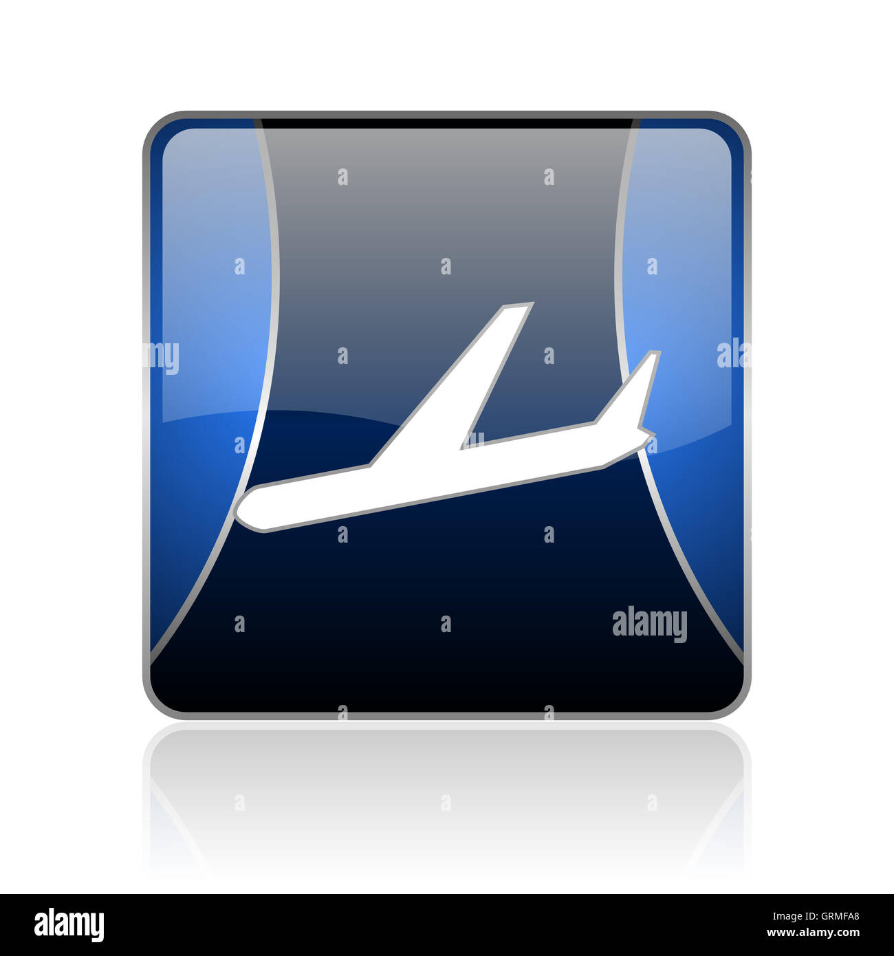 airplane blue square web glossy icon Stock Photo - Alamy