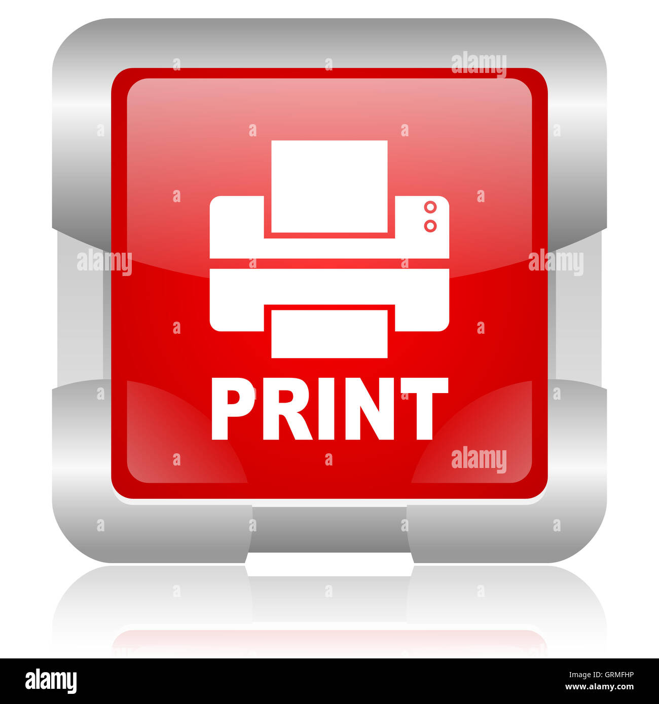 print red square web glossy icon Stock Photo - Alamy
