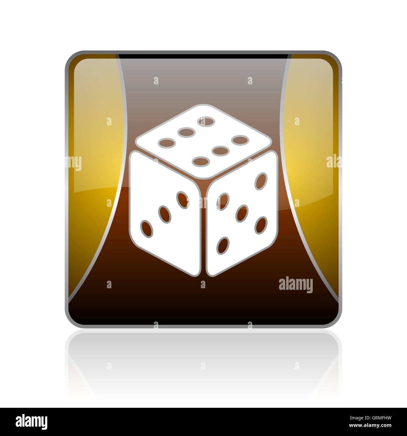 dice golden square web glossy icon Stock Photo - Alamy